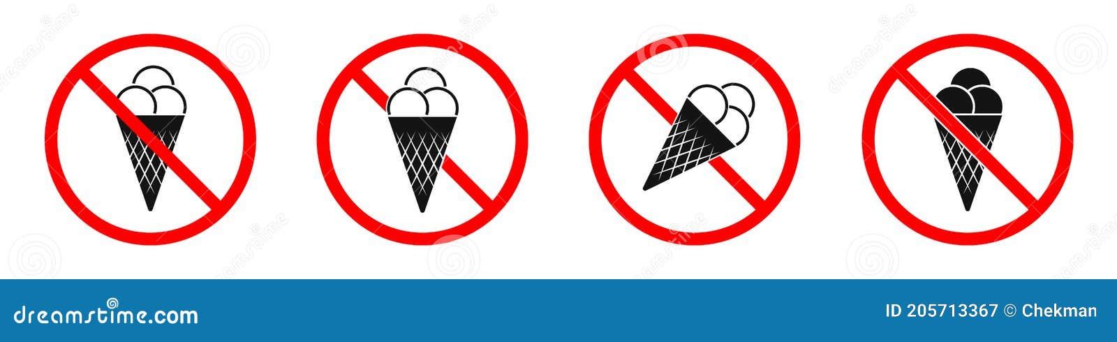 Ice Cream are Forbidden. Stop Ice Cream Icons. No Ice Cream Entry Stock ...