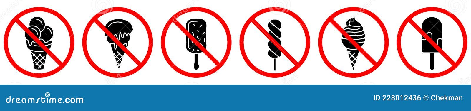 Ice Cream are Forbidden. Stop Ice Cream Icons. No Ice Cream Entry Stock ...
