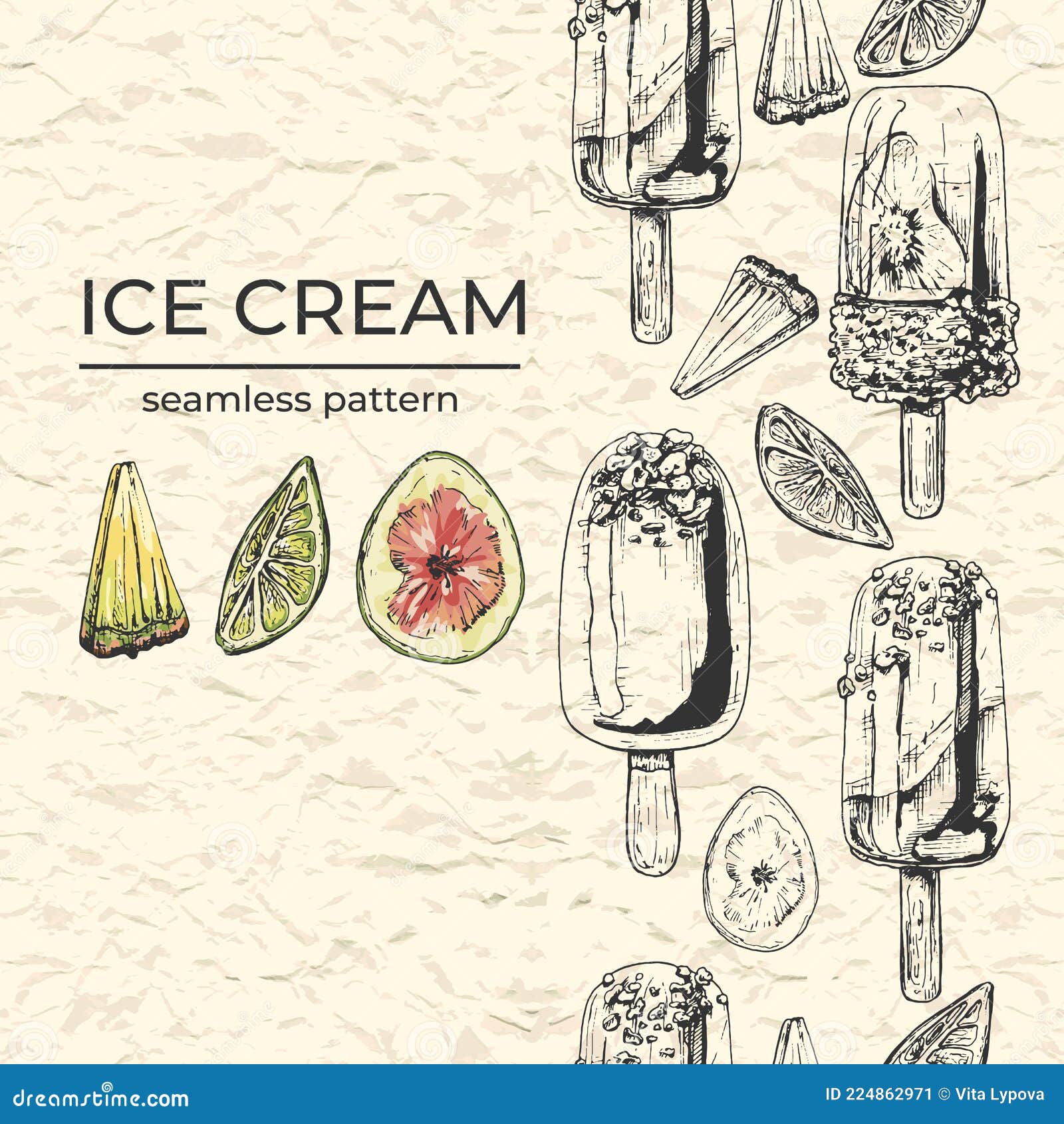 267_ice Cream with Fruits and Nuts_texture Paper Stock Vector ...