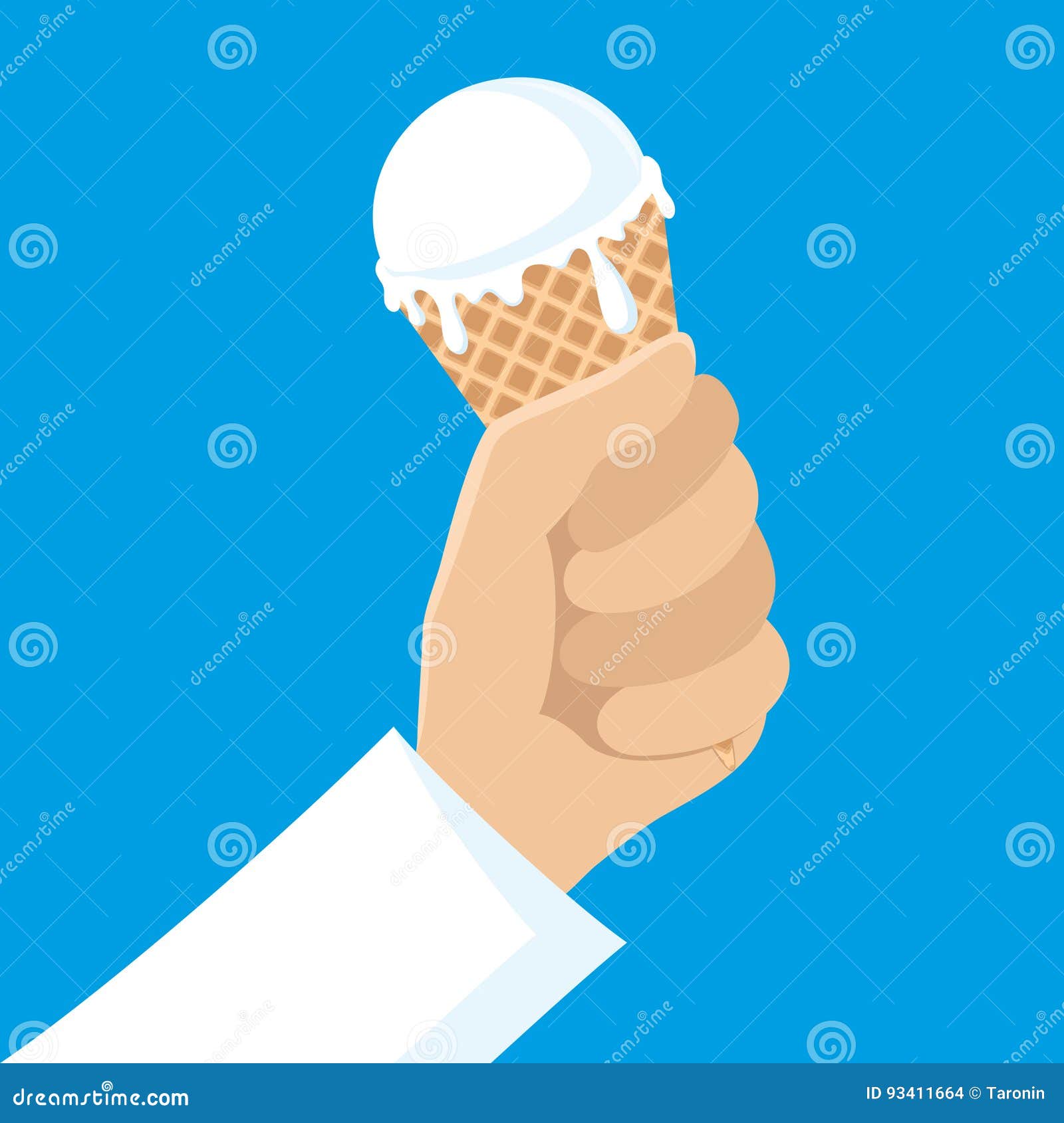 Ice cream in hand. stock vector. Illustration of human - 93411664