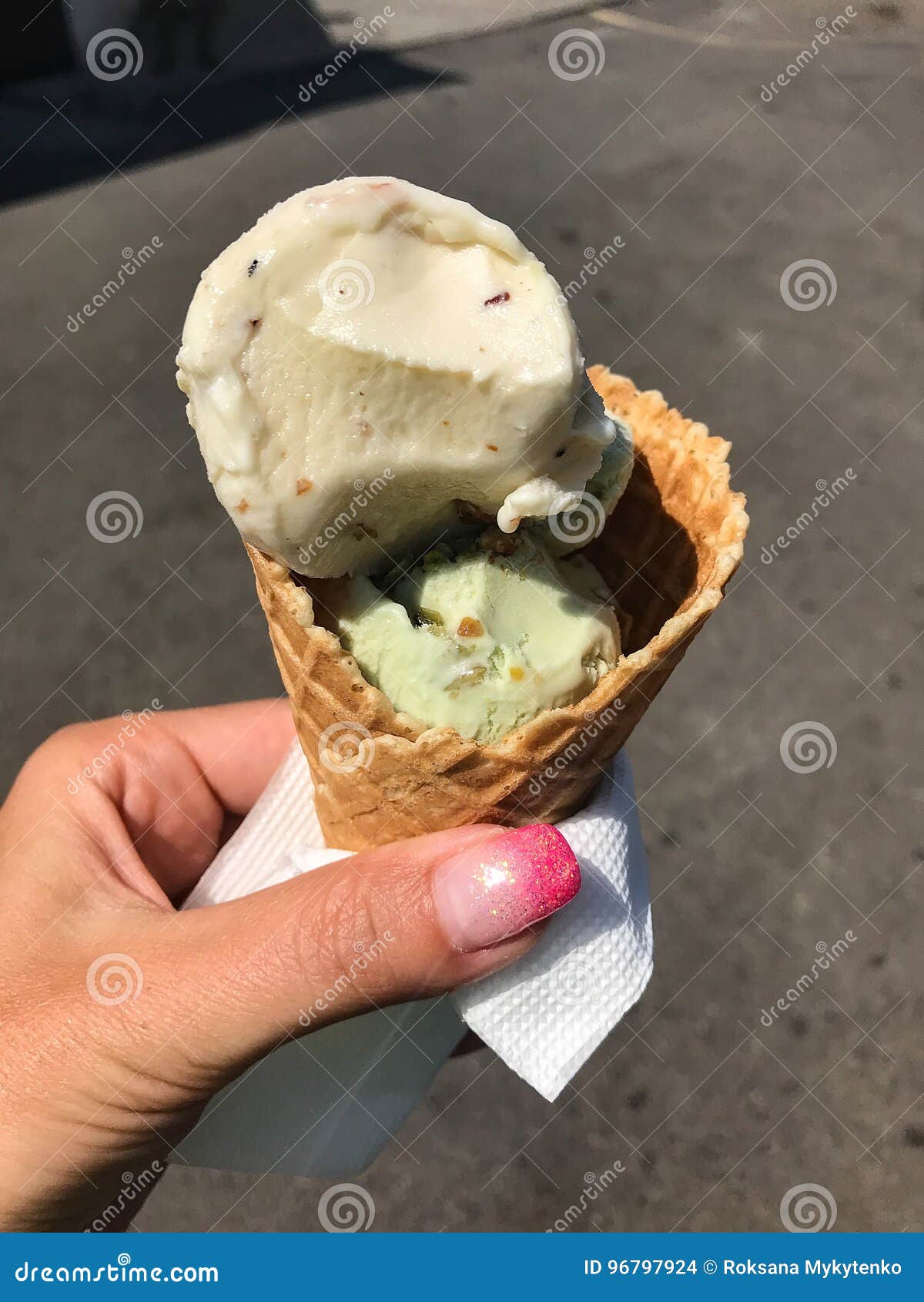 Ice cream in hand stock photo. Image of party, frozen - 96797924