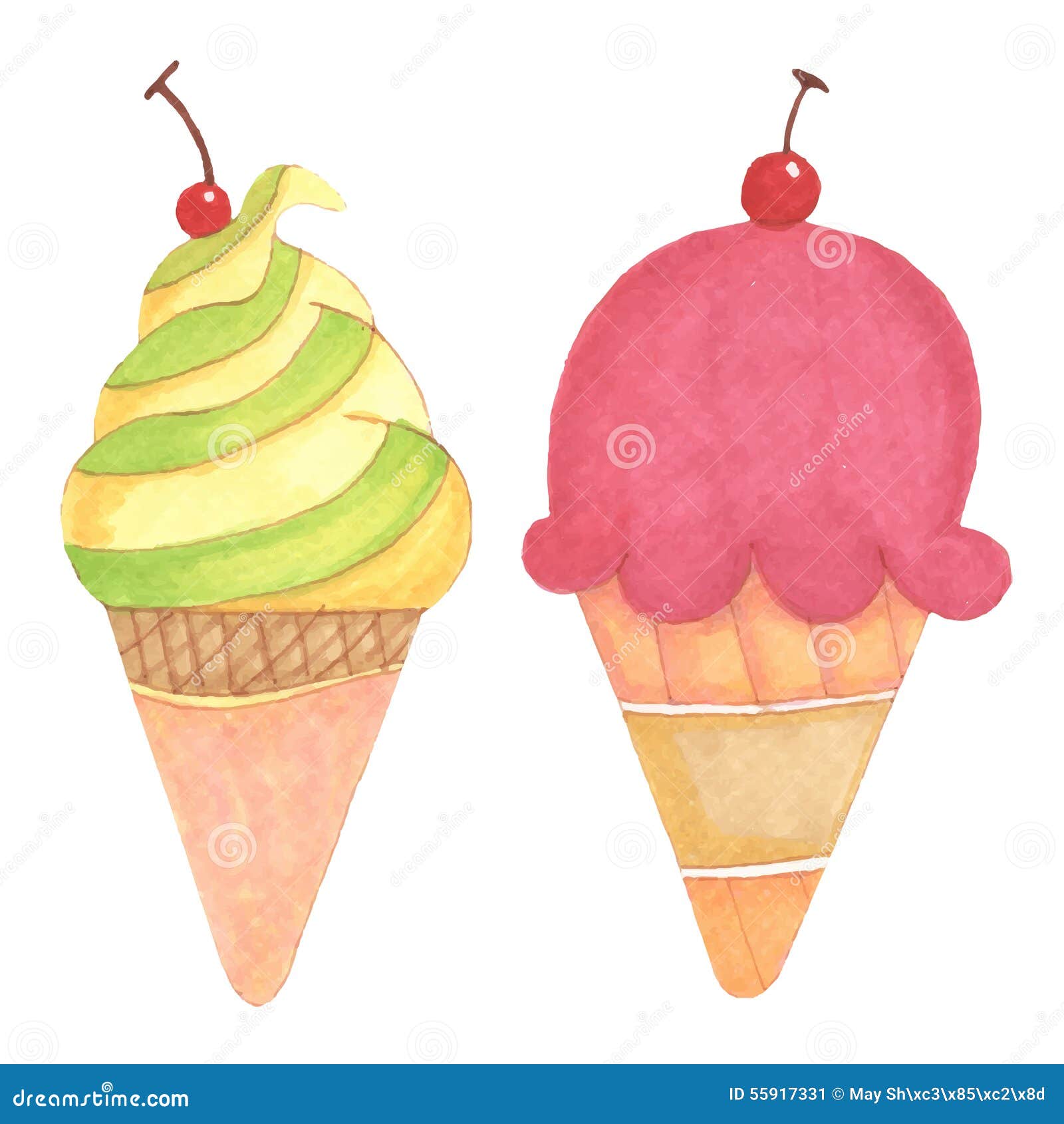 Ice Cream Hand-drawn Illustration Stock Vector - Illustration of soft ...