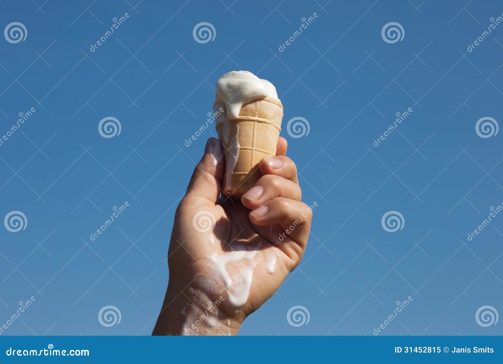 Ice cream in hand. stock image. Image of melt, sugar - 31452815