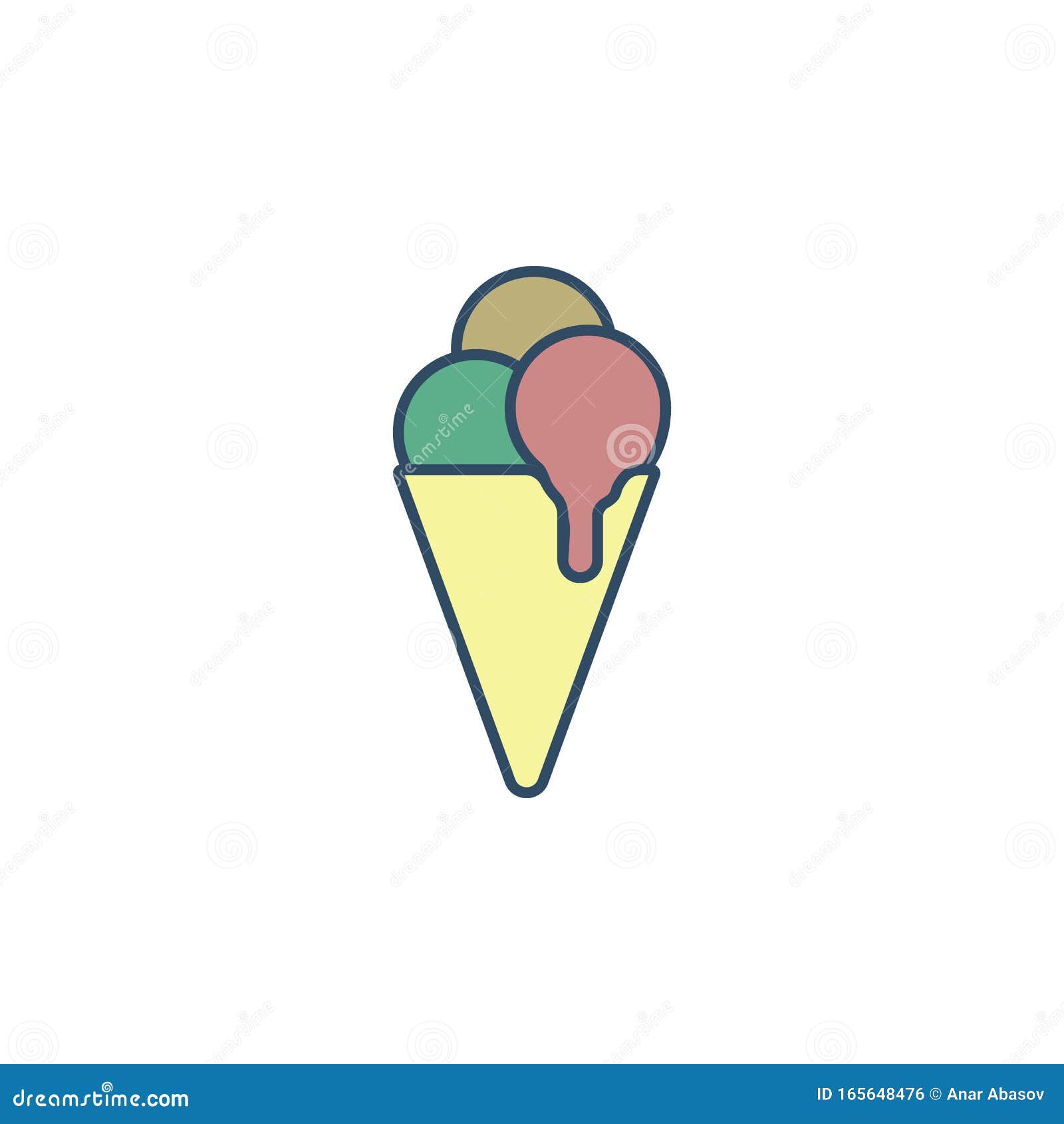 Ice Cream in Horn Colored Dusk Style Icon 用于移动概念和Web应用的冰淇淋图标元素 黄昏式冰激凌 ...