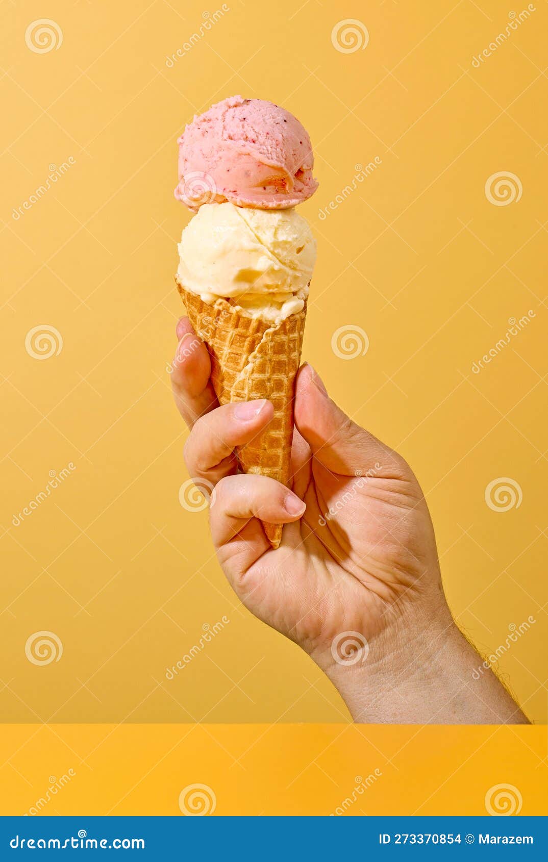Ice cream in human hand stock photo. Image of cool, cone - 273370854