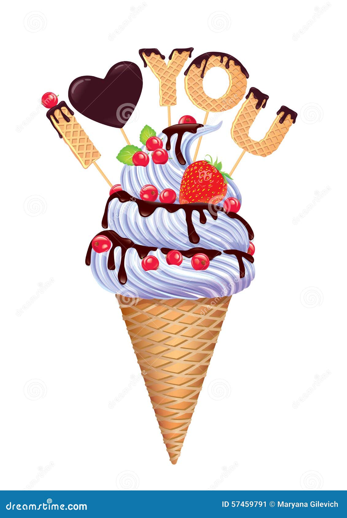 Ice cream. I love you. stock vector. Illustration of curly - 57459791