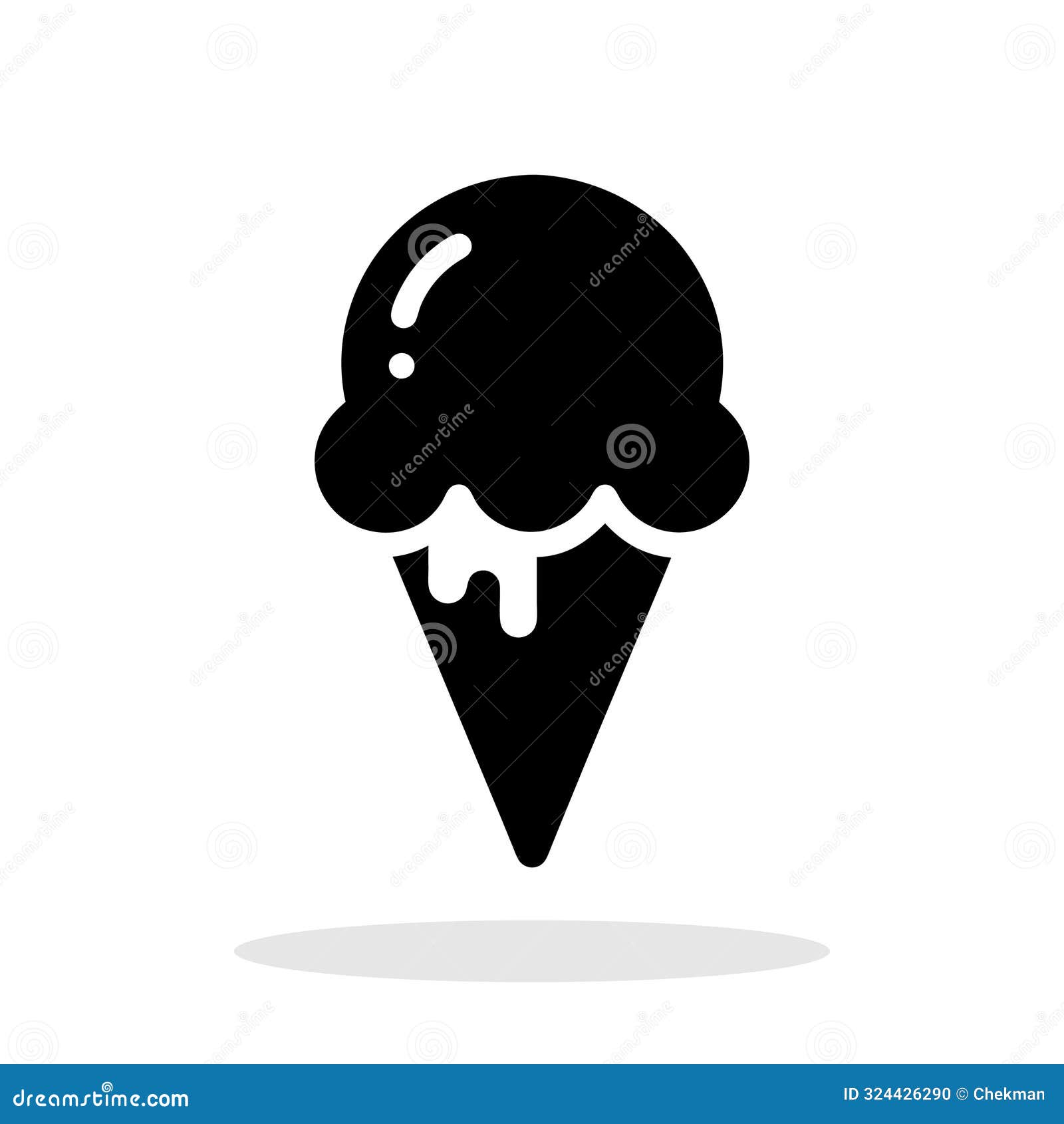 Ice Cream Icon. Black Icon of Ice Cream. Ice Cream Symbol Stock Vector ...