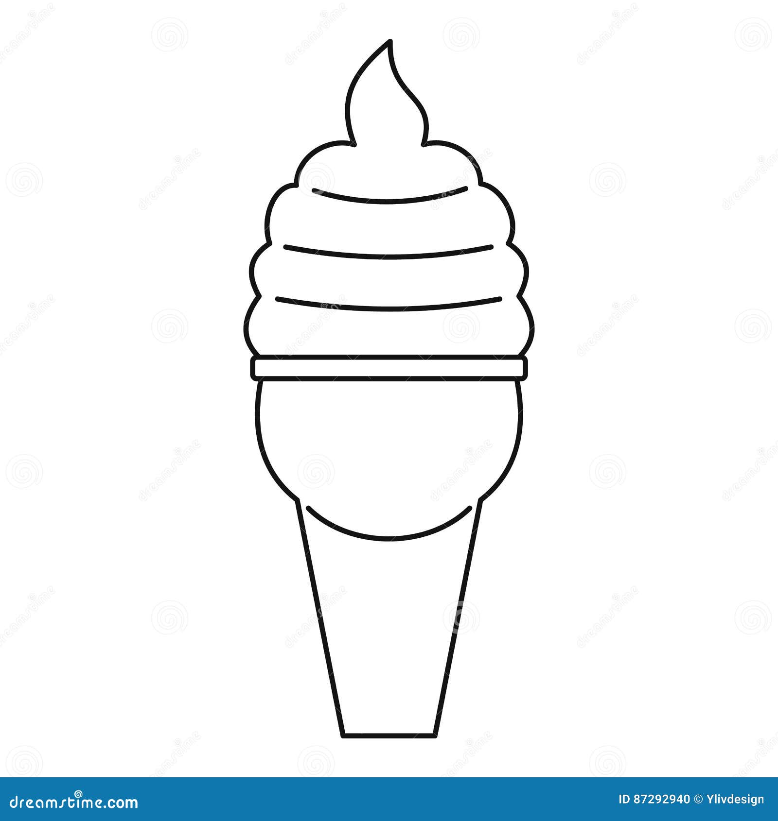 Ice Cream Icon, Outline Style Stock Vector - Illustration of cool, cone ...