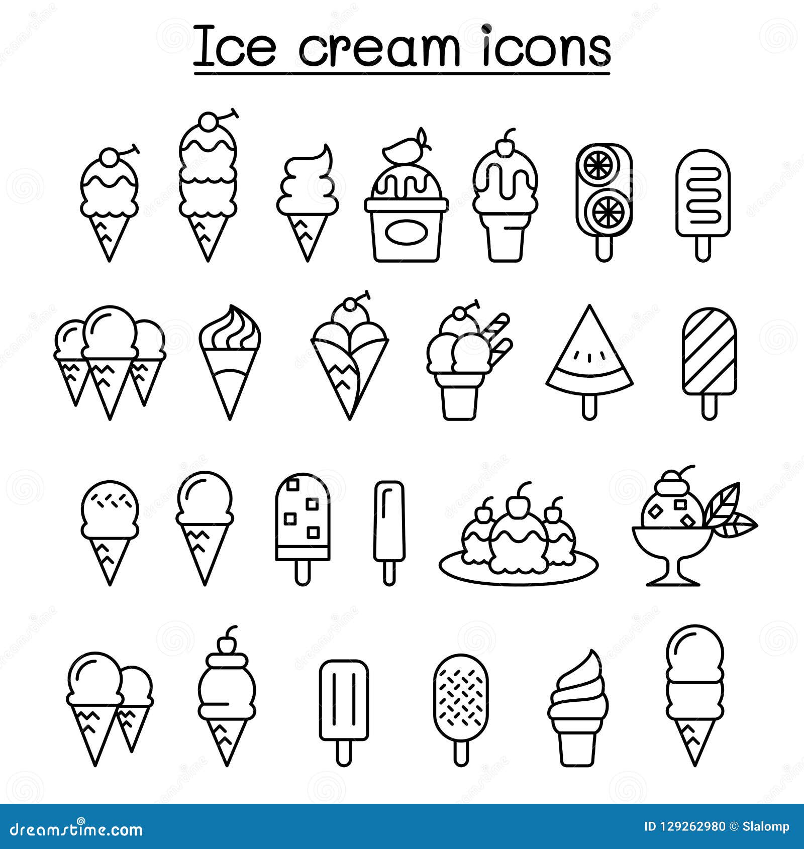 Ice Cream Icon, Outline Vector Logo Illustration, Filled Color Linear ...