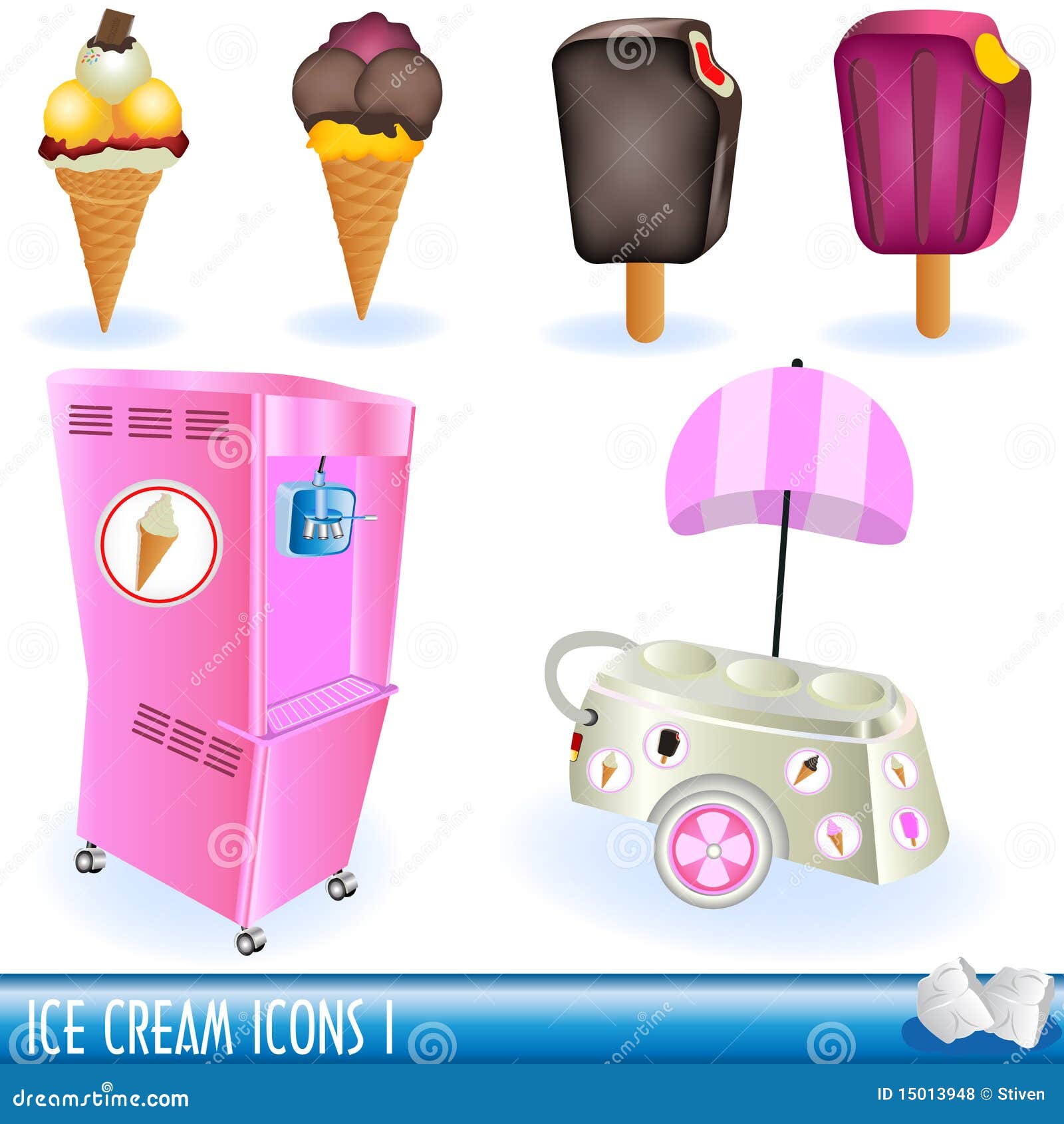 Ice cream icons 1 stock vector. Illustration of strawberry - 15013948