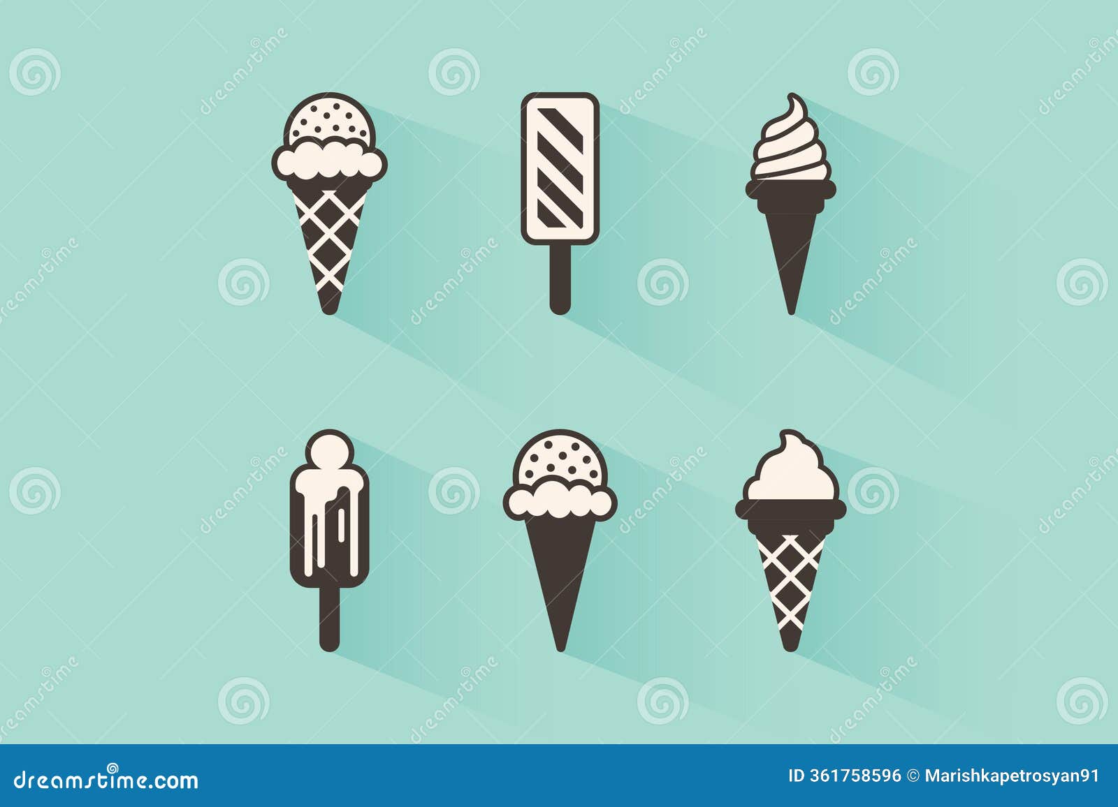 Ice Cream Icons Set Isolated Flat Vector Illustration Stock ...