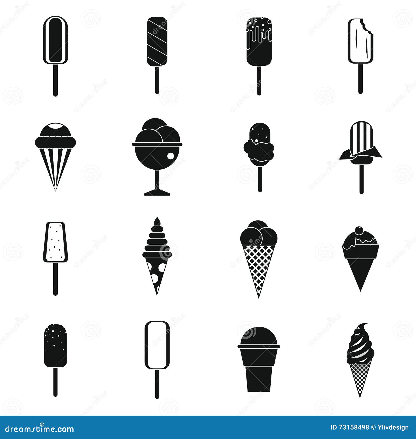 Ice cream icons set stock vector. Illustration of cold - 73158498