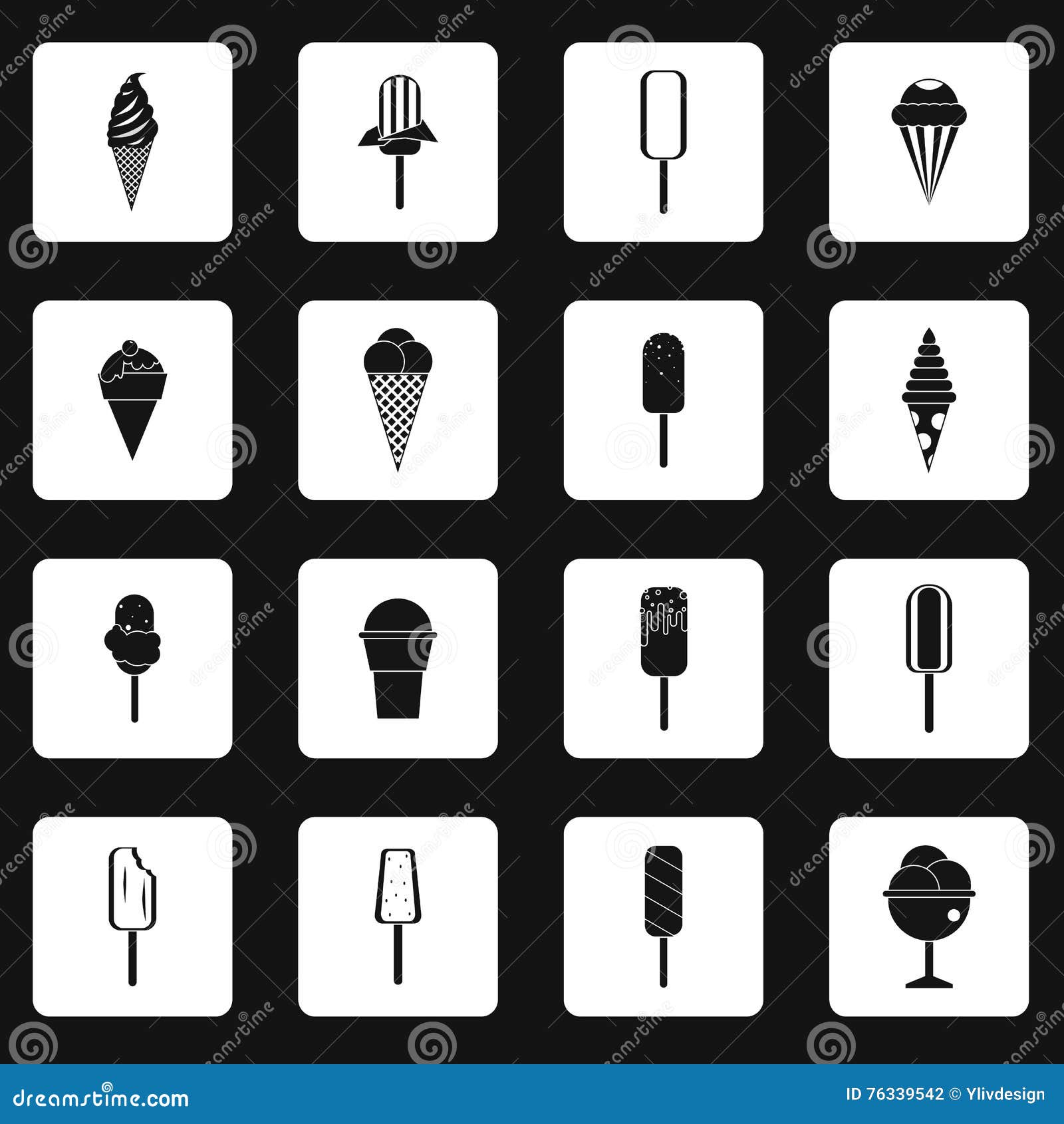 Ice Cream Icons Set in Simple Style Stock Vector - Illustration of ...