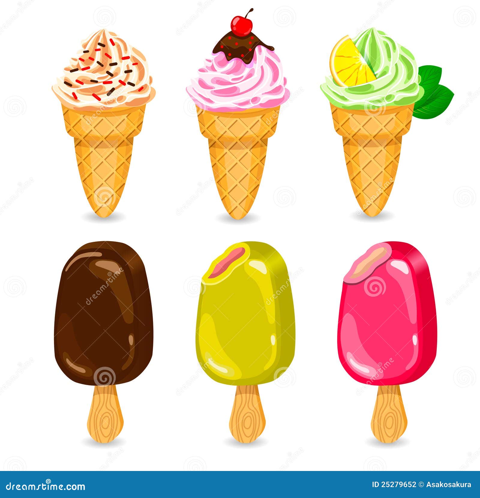 Ice cream icons. Vector stock illustration. Illustration of mint - 25279652