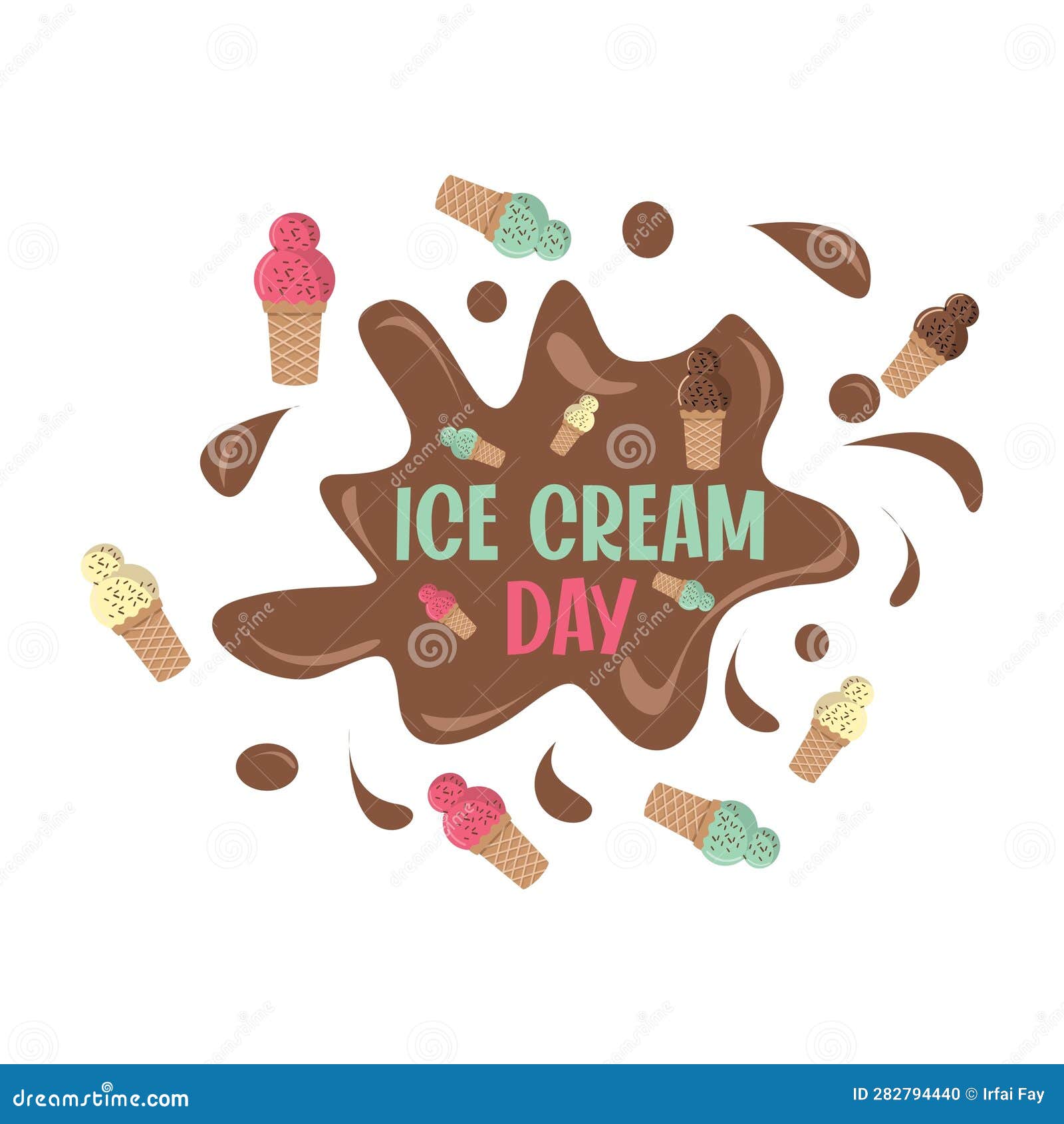 Ice Cream Illustration in Three Flavors Stock Illustration ...