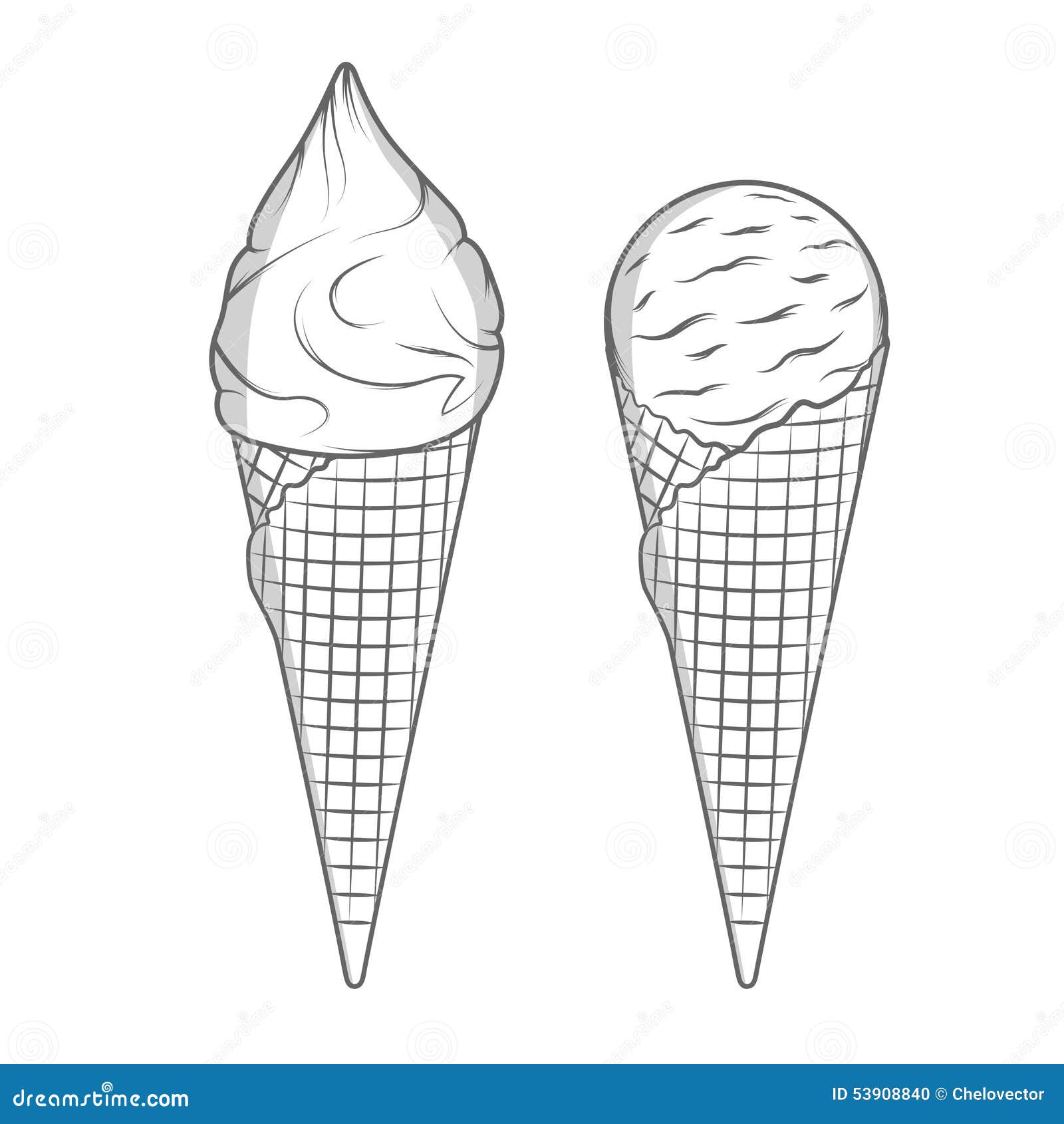 Ice Cream Illustration. Vintage Draw Style. Stock Vector - Illustration ...