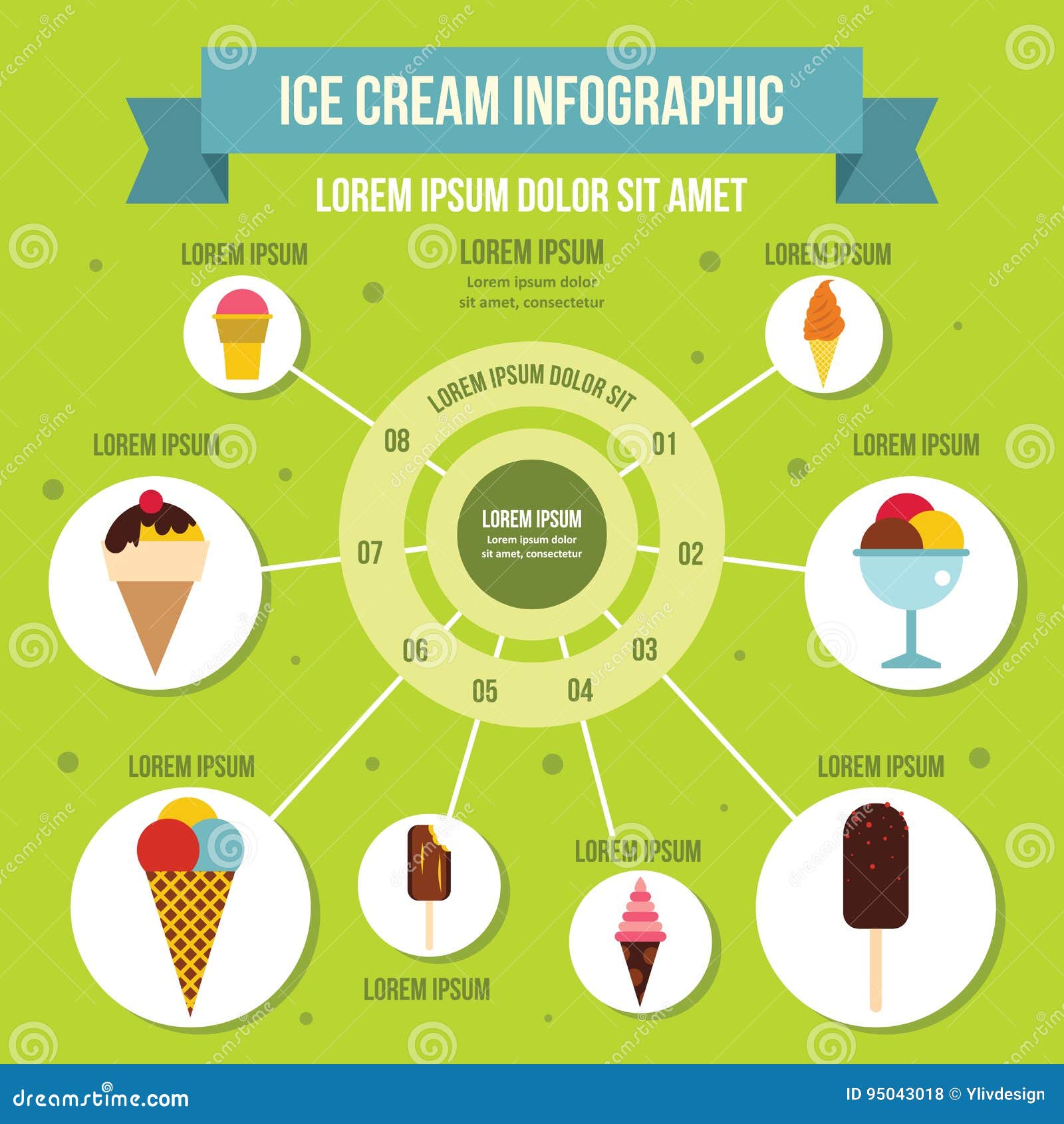 Ice Cream Infographic Concept, Flat Style Stock Vector - Illustration ...