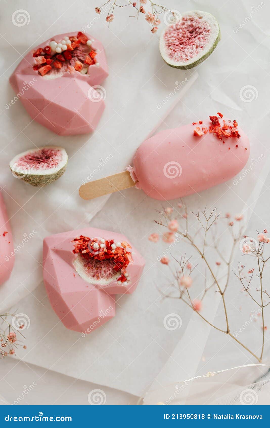 Ice Cream of Interesting Shape Pink Popsicle on a Stick Stock Photo ...