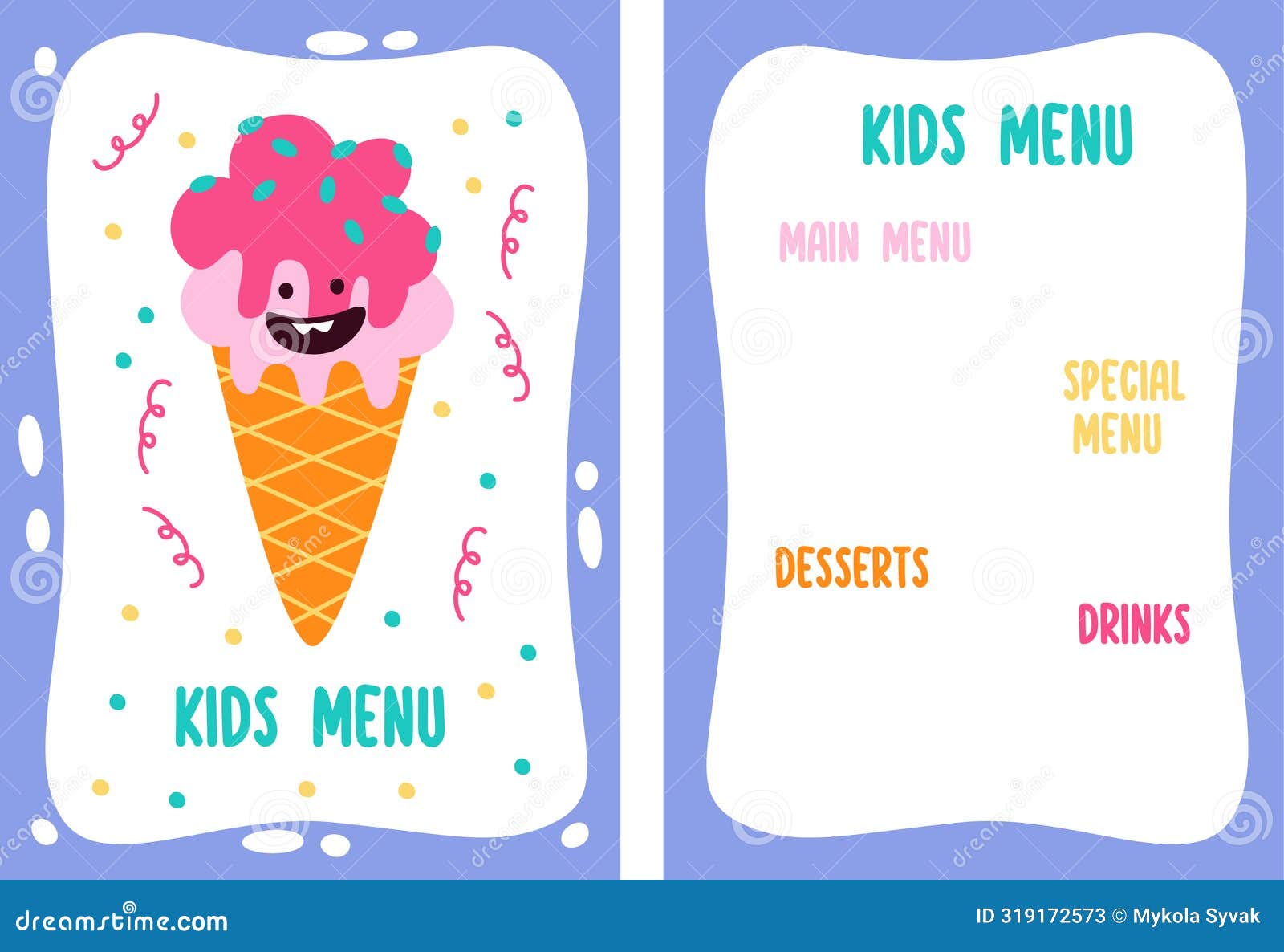 Ice Cream Kids Menu Pattern Stock Vector - Illustration of vector ...