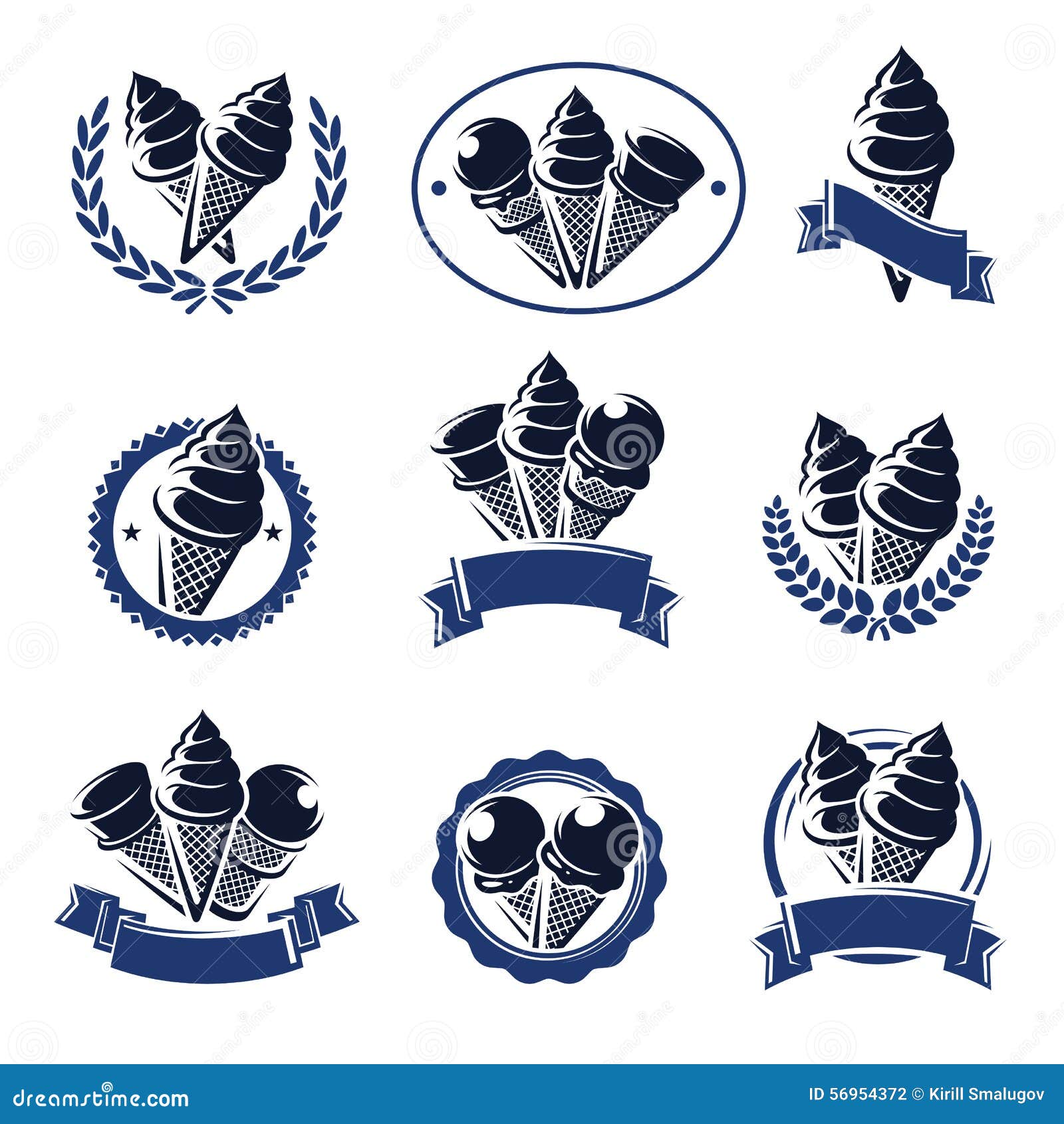 Ice Cream Label and Icons Set. Vector Stock Vector - Illustration of ...