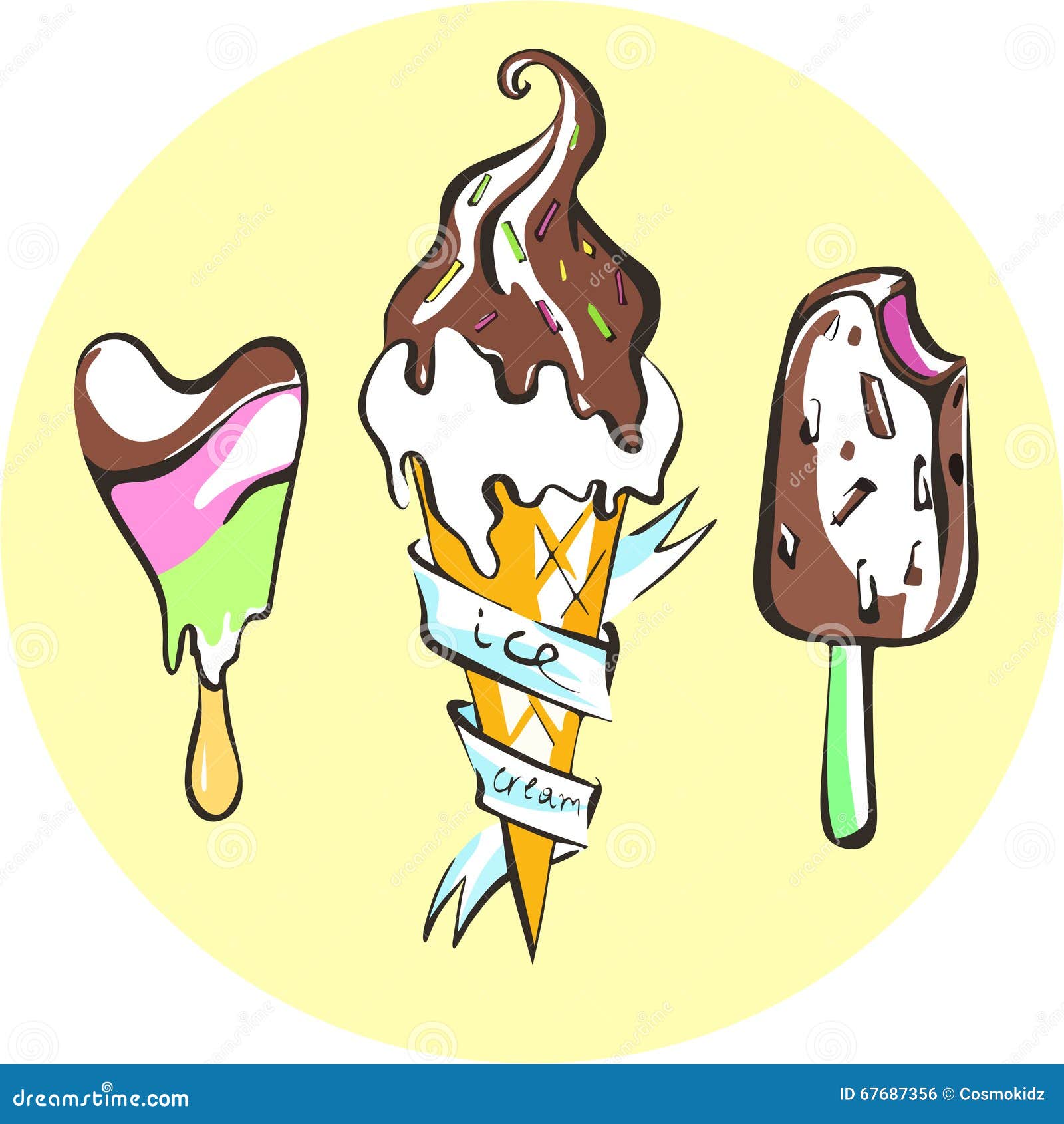 Ice Cream Labels And Badges Collections Vector Illustration ...