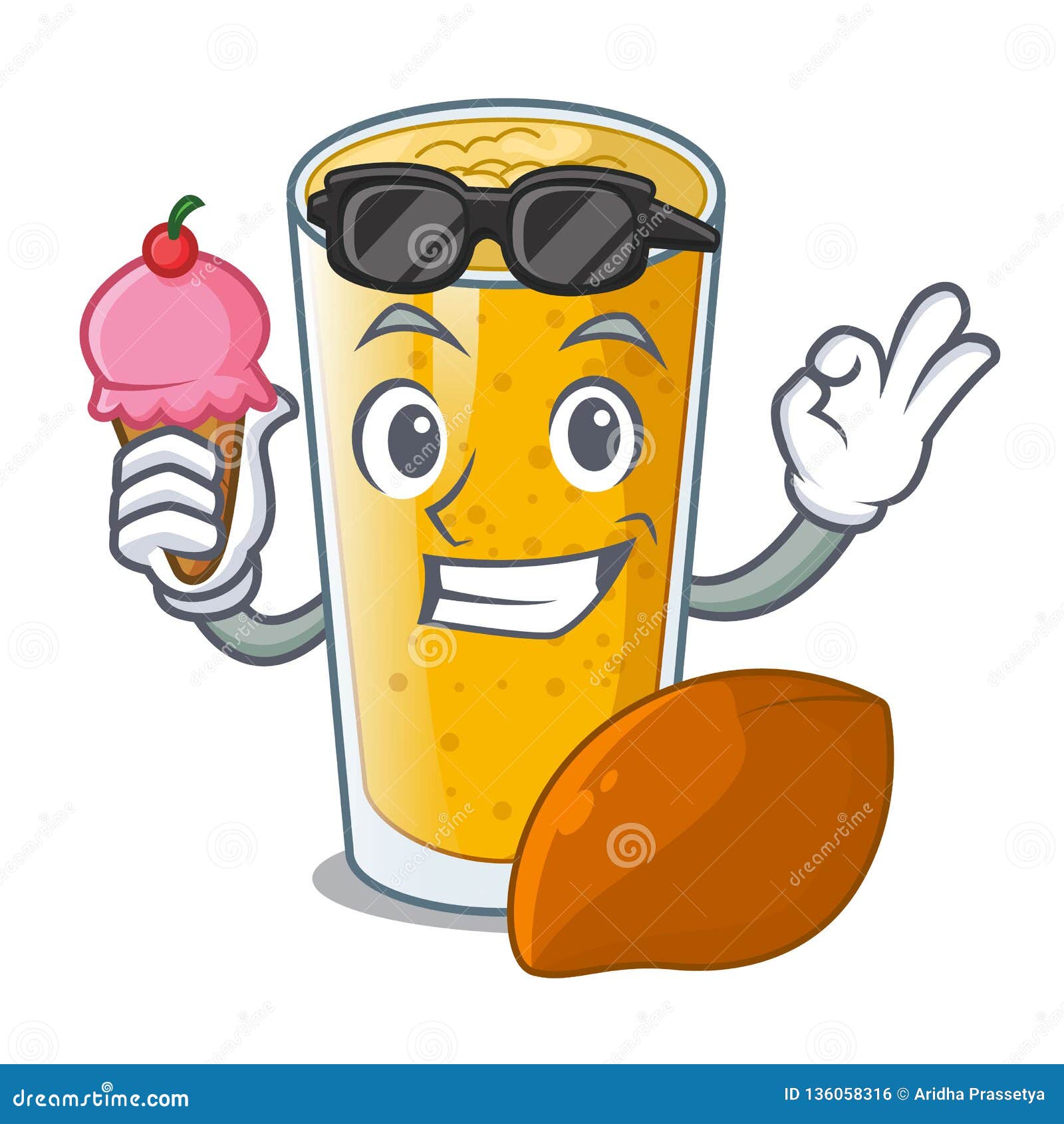 With Ice Cream Lassi Mango in a Cartoon Bottle Stock Vector ...