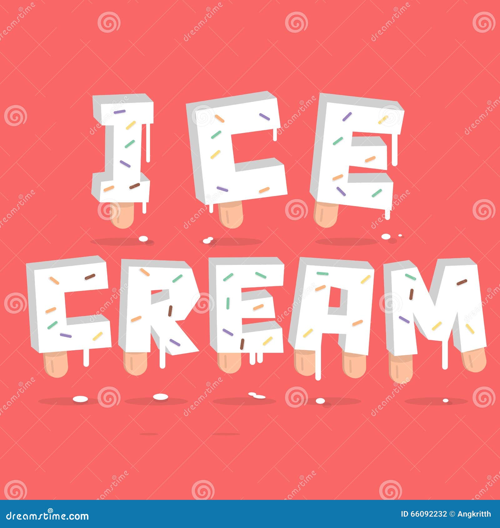 Ice cream. letter - stock illustration. Illustration of typography ...