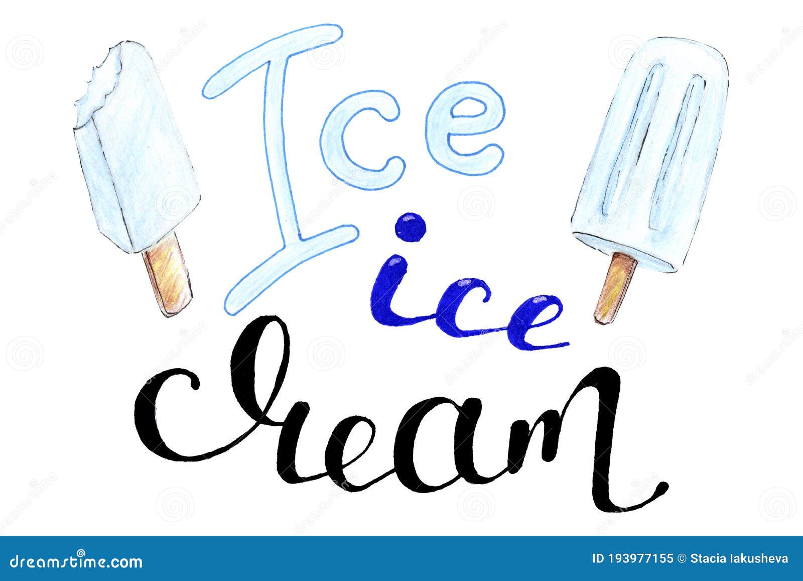 Ice Cream Lettering with Ice Cream Stock Illustration - Illustration of ...