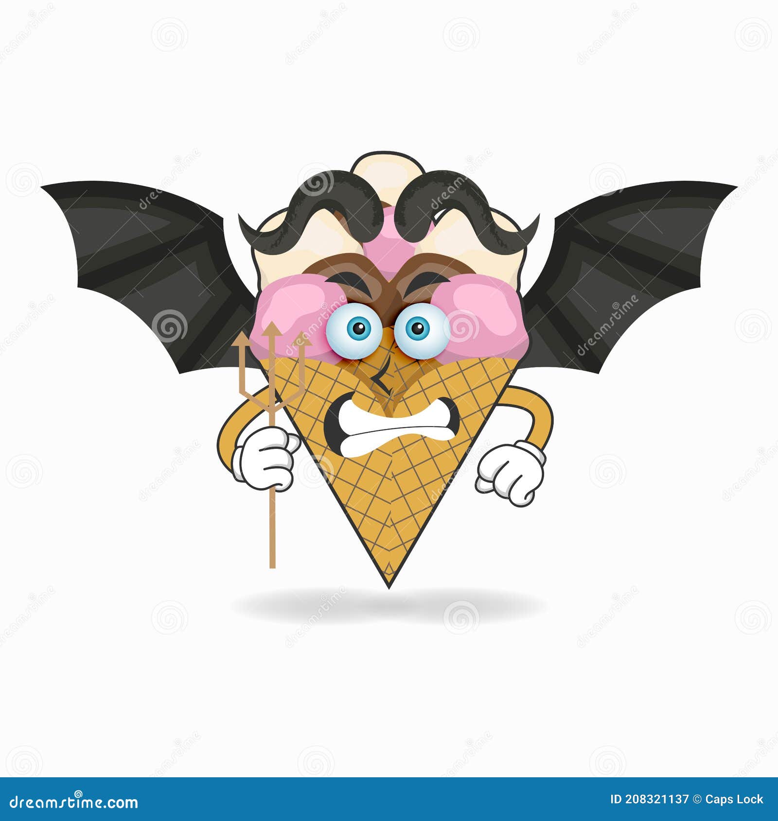 The Ice Cream Mascot Character Becomes a Devil. Vector Illustration ...
