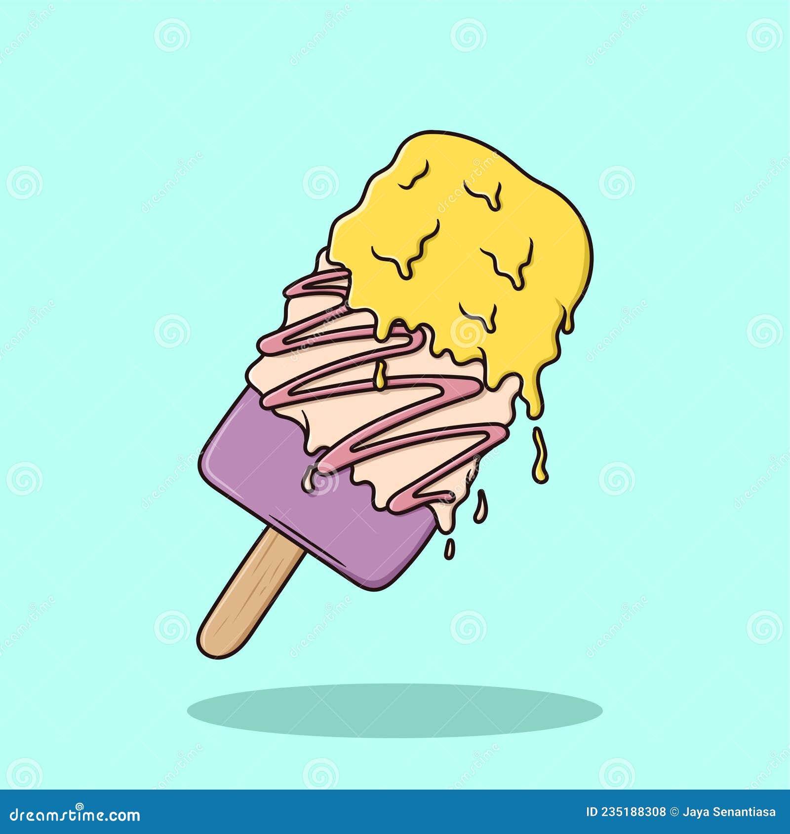 Ice Cream Melt Cartoon Vector Illustration Stock Vector - Illustration ...
