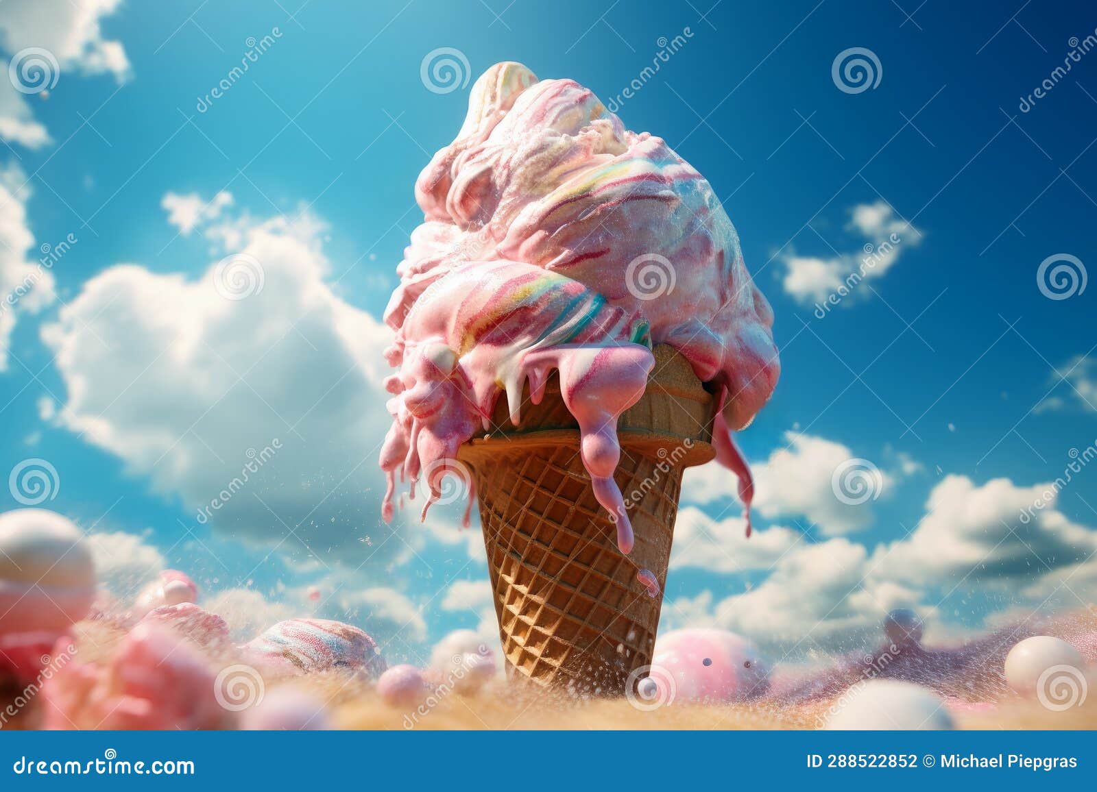 Ice Cream Melting in the Hot Sun Stock Photo - Image of cream, icecream ...
