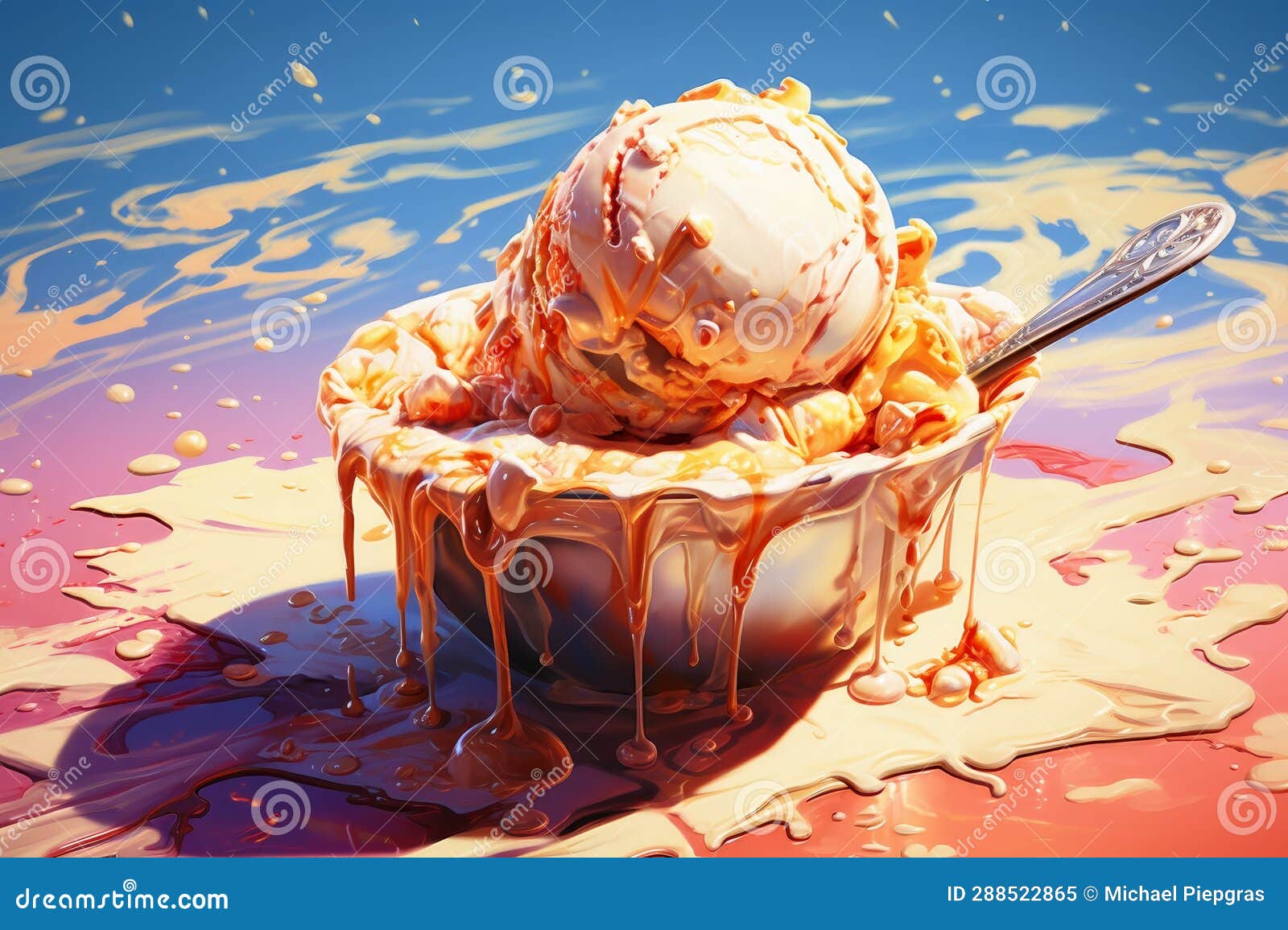 Ice Cream Melting in the Hot Sun Stock Image - Image of tasty, help ...