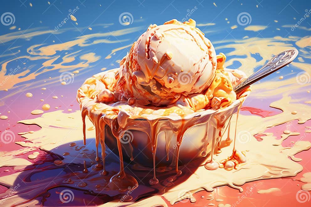 Ice Cream Melting in the Hot Sun Stock Image - Image of tasty, help ...