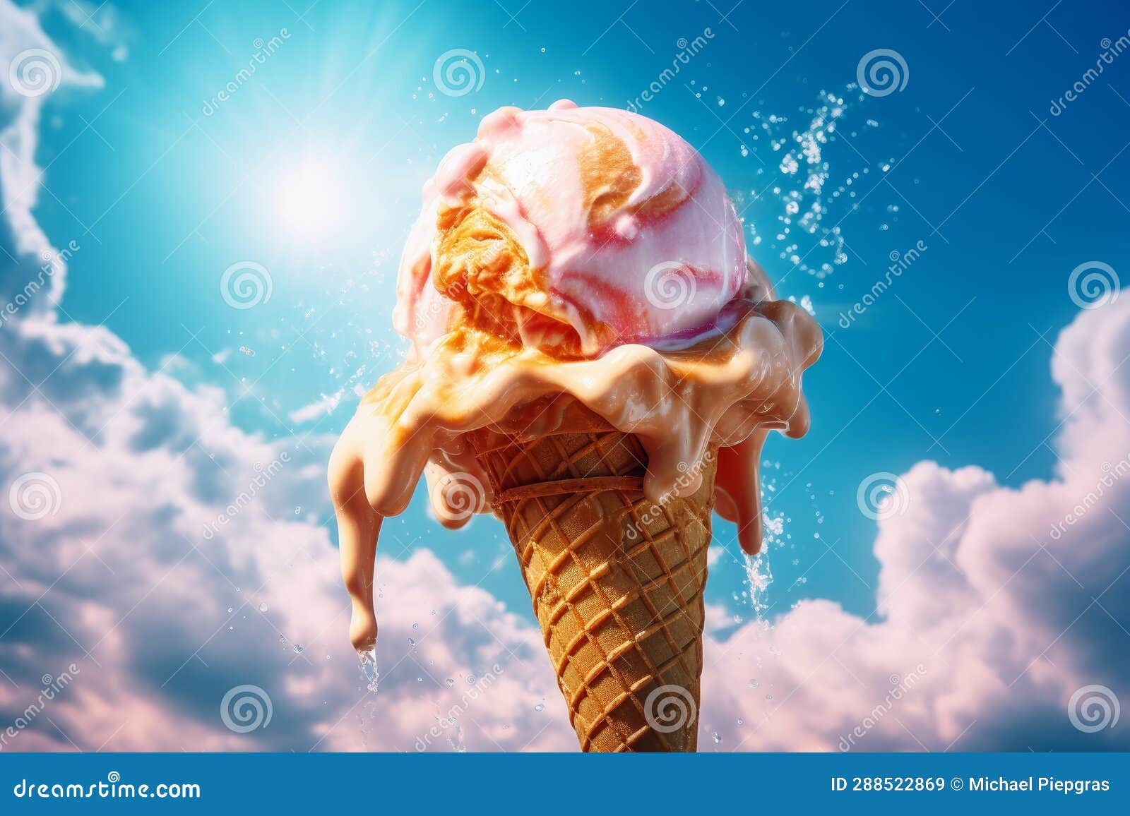 Ice Cream Melting in the Hot Sun Stock Image - Image of background ...