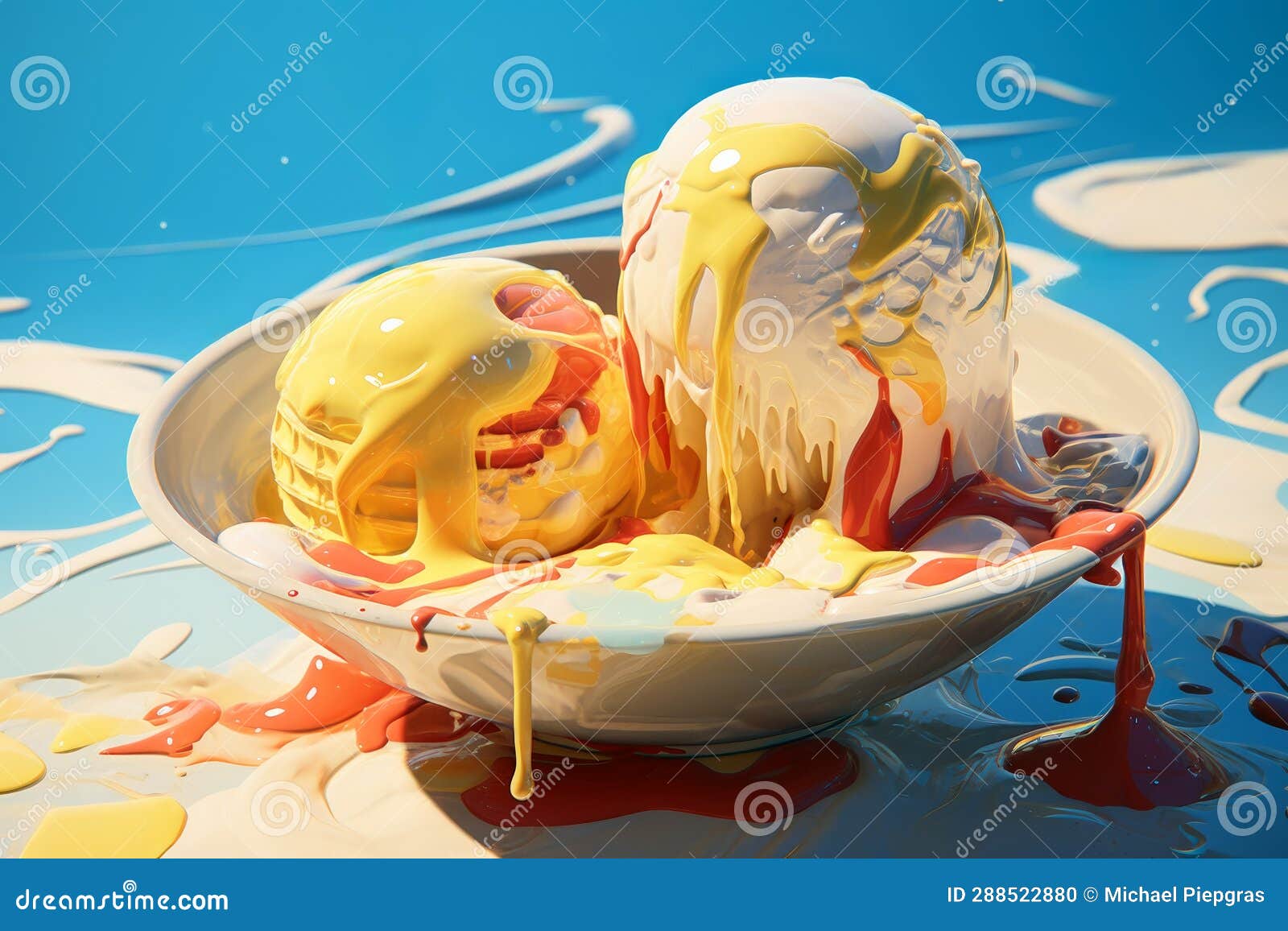 Ice Cream Melting in the Hot Sun Stock Photo - Image of dessert, help ...