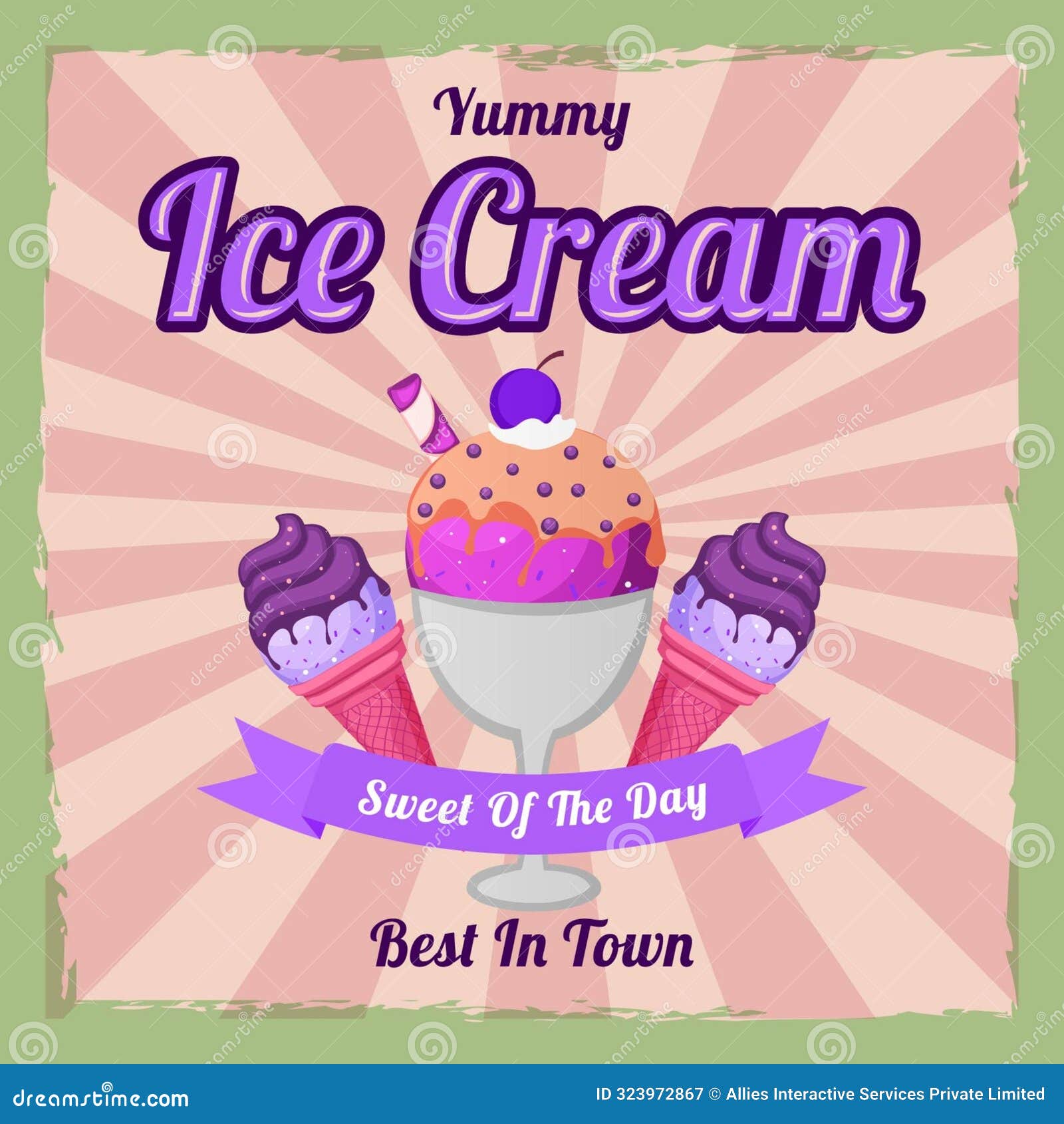 Ice-cream Menu Card Design, Vintage Stock Illustration - Illustration ...