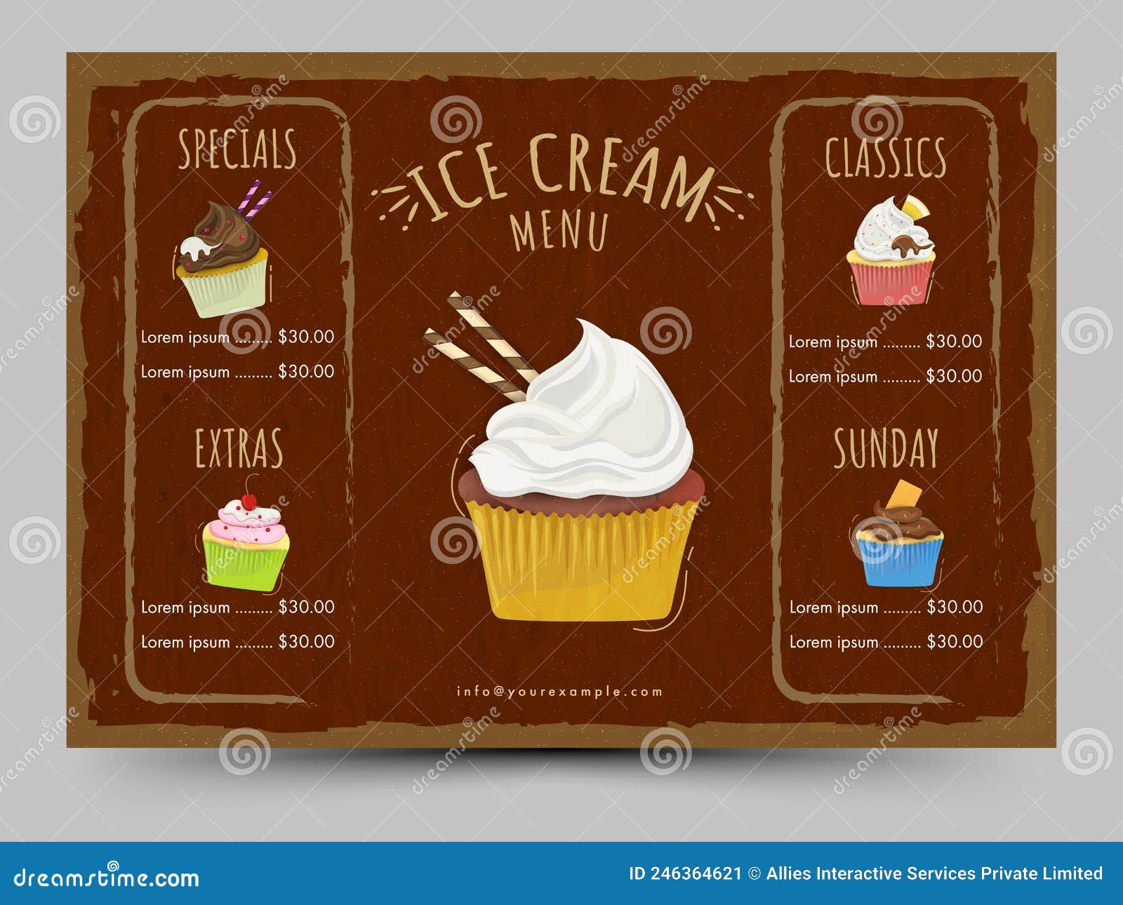 Ice Cream Menu Card Poster Layout Stock Illustration - Illustration of ...