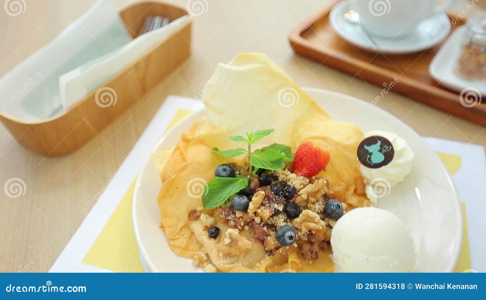 Ice Cream with Mixed Fruit Roti. Stock Footage - Video of mixed, fried ...