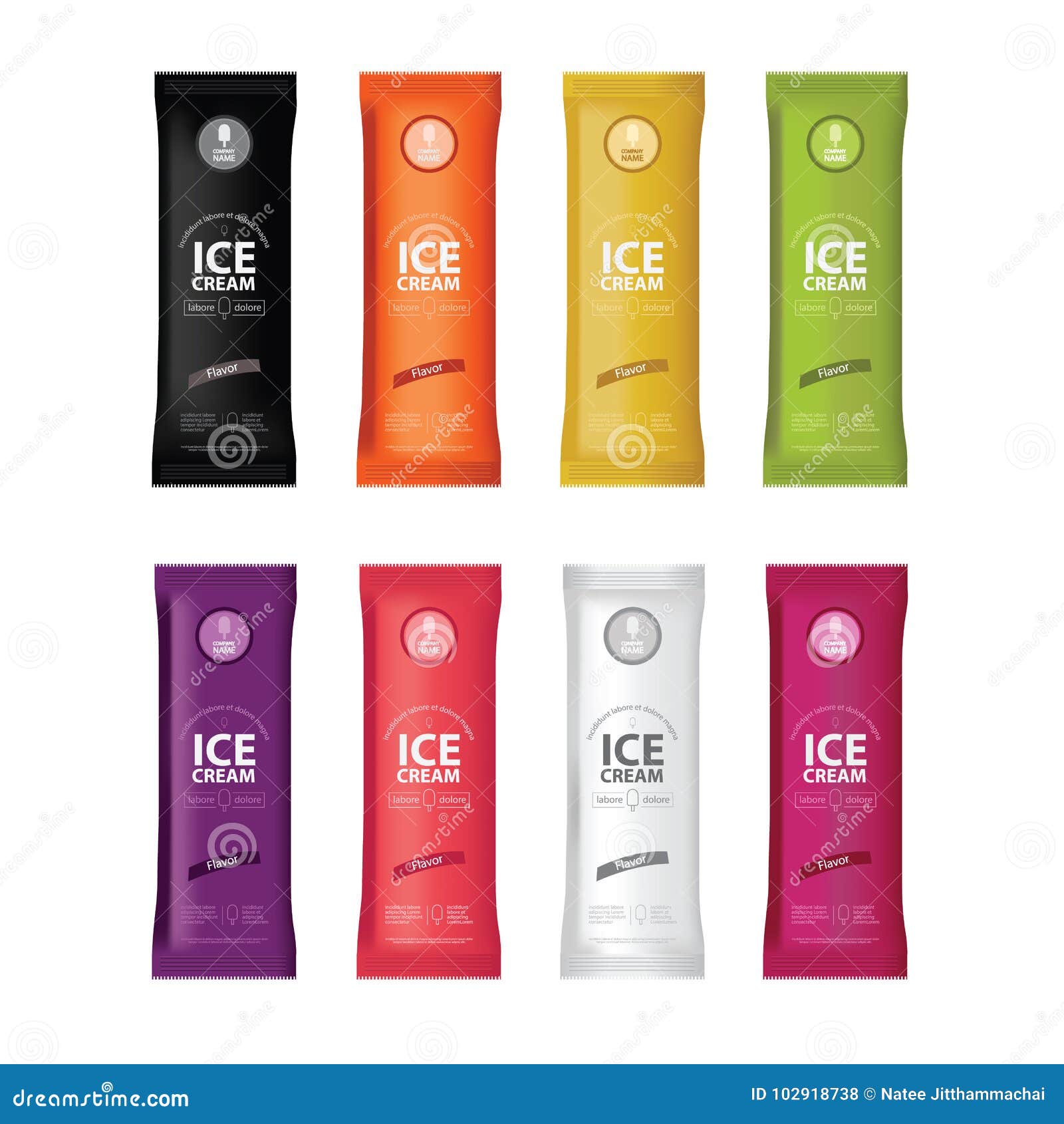 Ice Cream Package 8 Flavor stock vector. Illustration of idea - 102918738