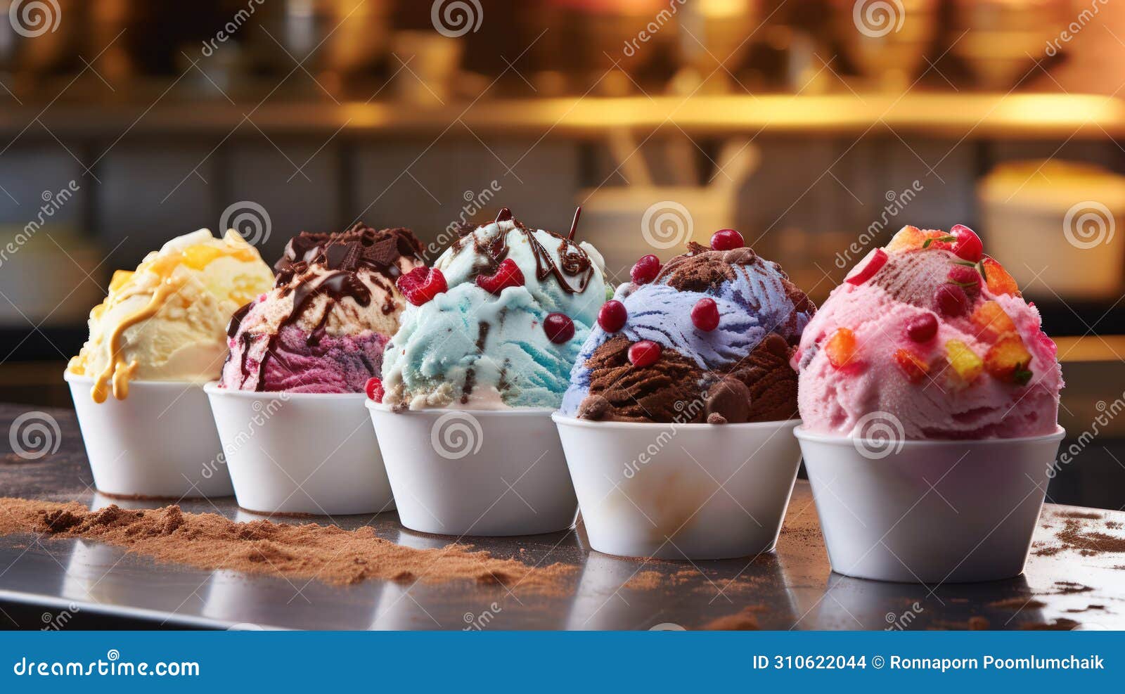 Ice Cream Parlor Display Showcasing an Array of Delicious Flavors and ...
