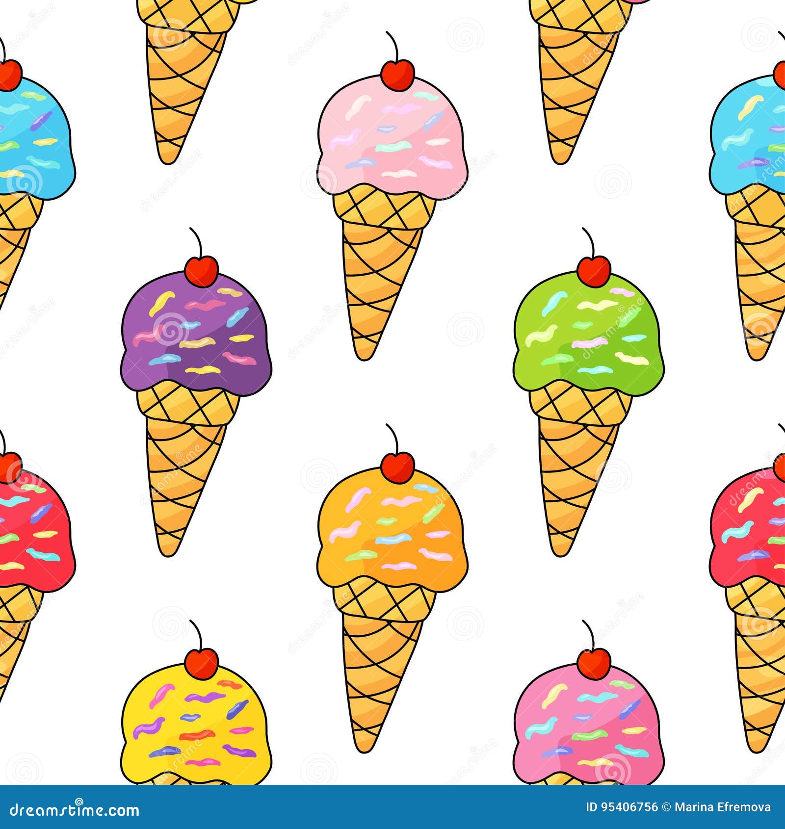 Ice cream pattern stock vector. Illustration of style - 95406756