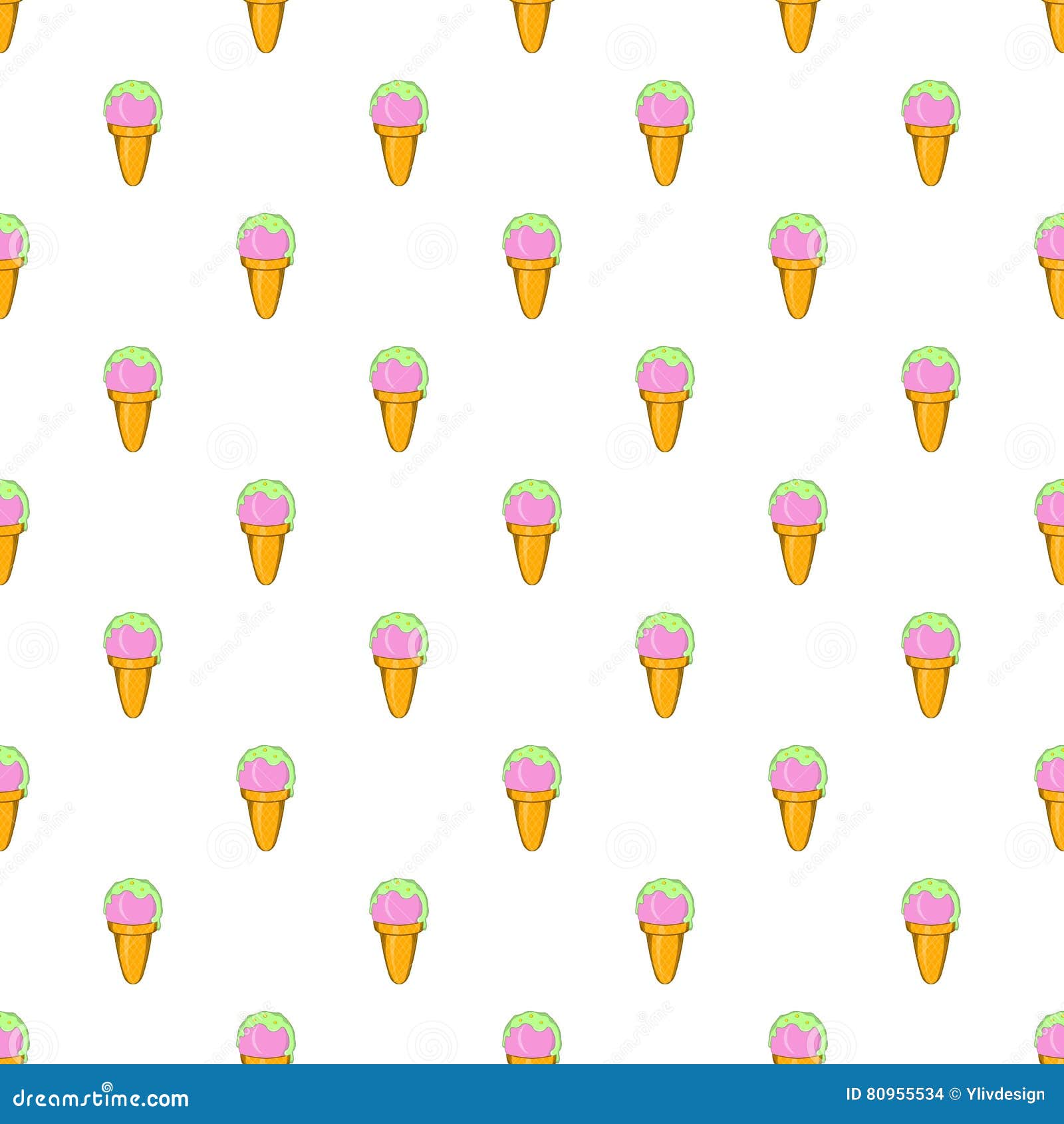 Ice Cream Pattern, Cartoon Style Stock Vector - Illustration of decor ...