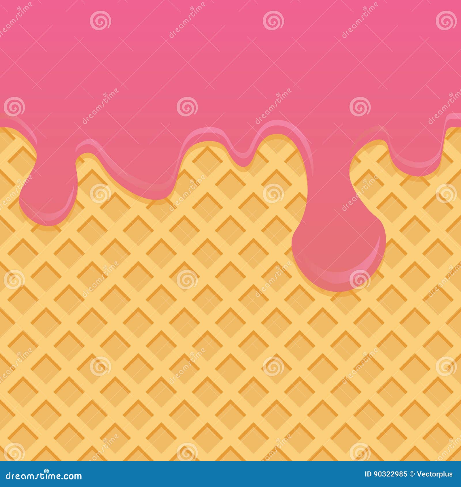 Ice Cream Pattern Cream and Wafle Texture Vector Illustration Stock ...