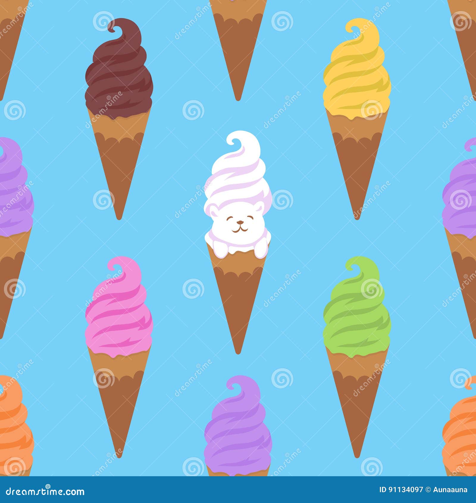 Ice cream pattern stock vector. Illustration of dessert - 91134097