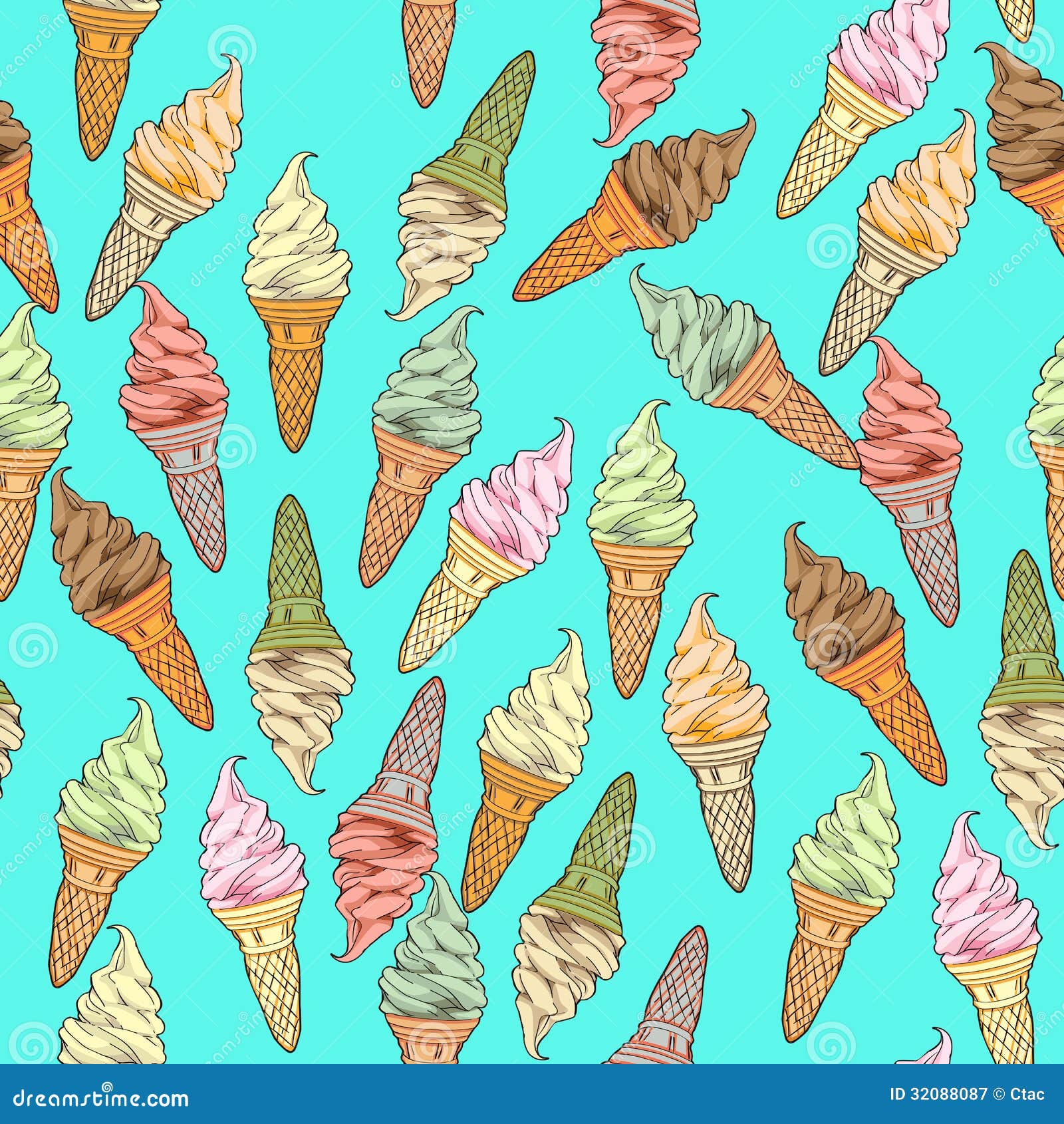 Ice cream pattern stock illustration. Illustration of green - 32088087