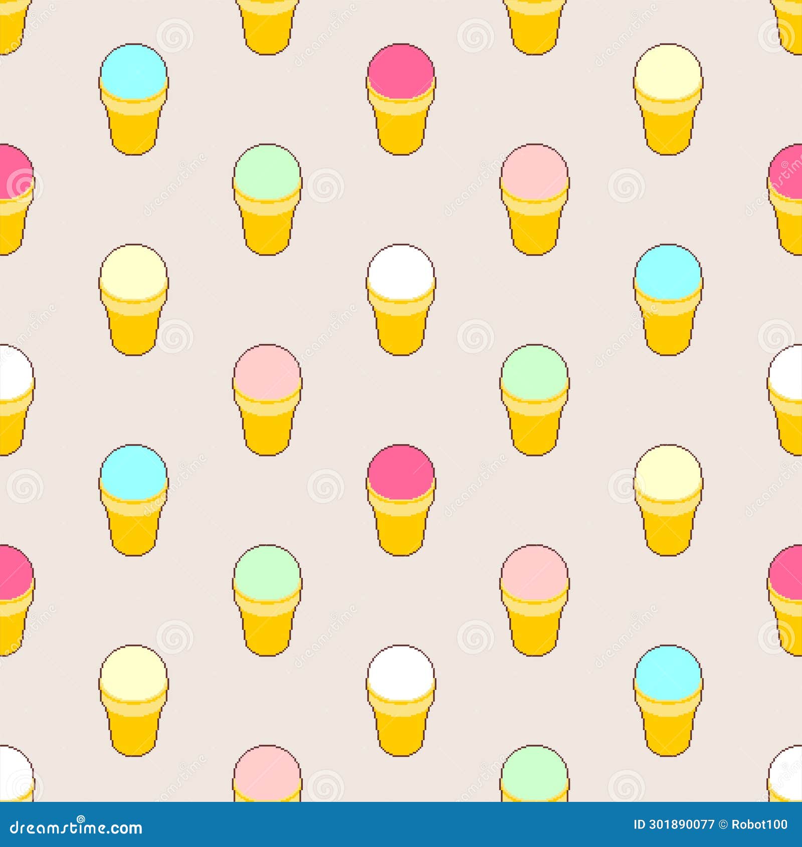 Ice Cream Pixel Art Pattern Seamless. Sweets 8 Bit Background Stock ...