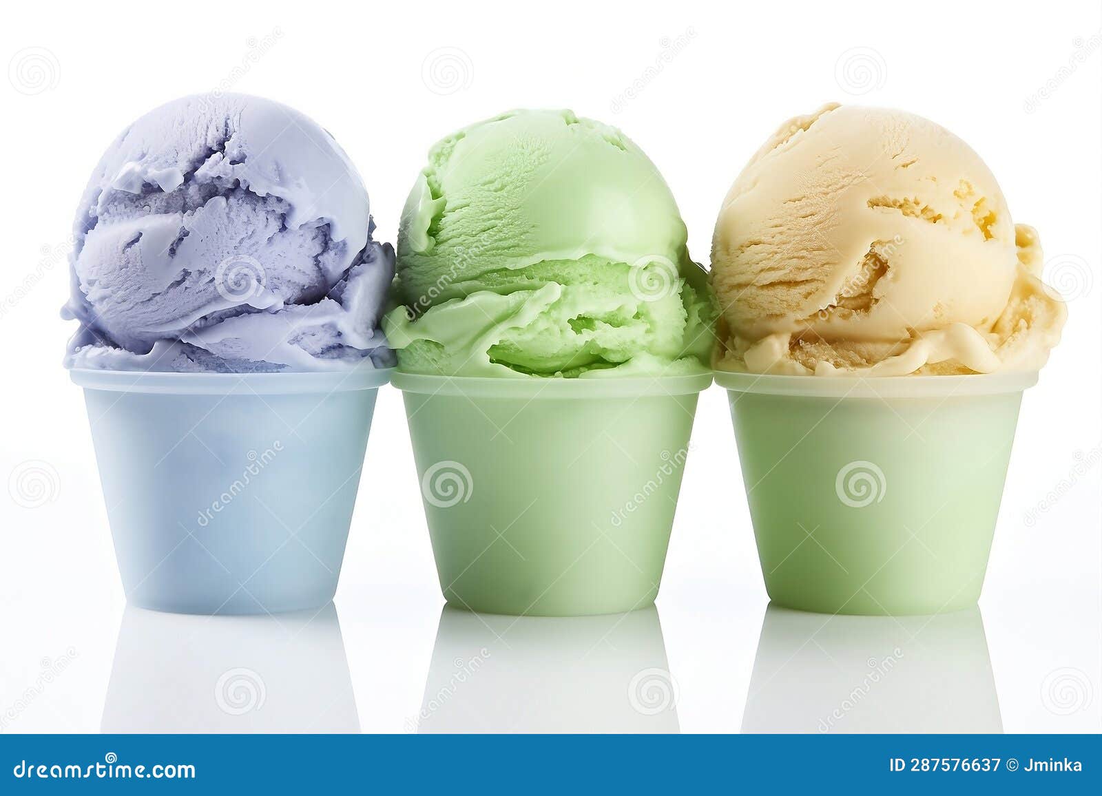 Ice Cream in Plastic Cups on White Stock Illustration - Illustration of ...
