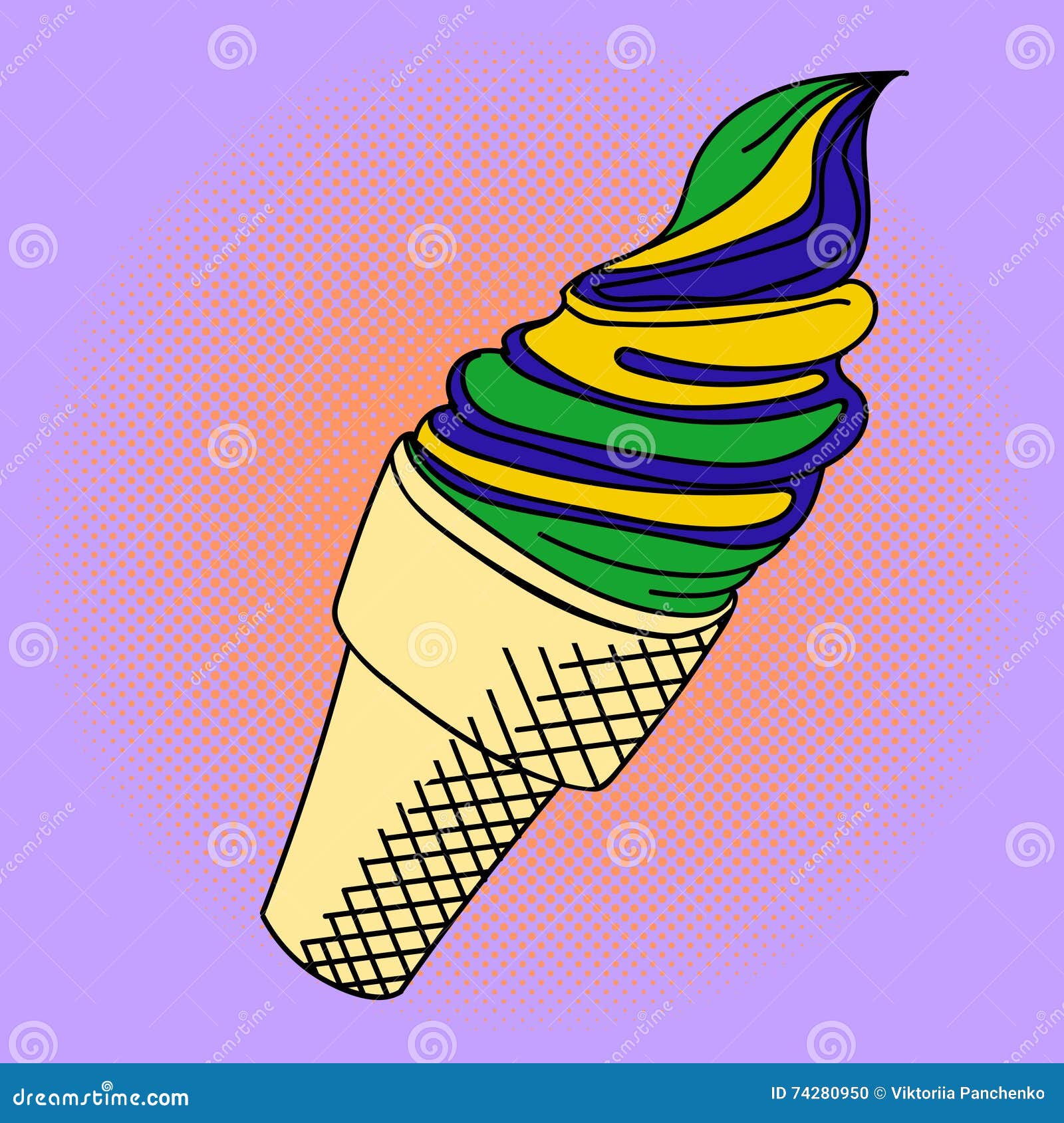 Ice Cream Pop Art Vector Illustration Stock Vector - Illustration of ...