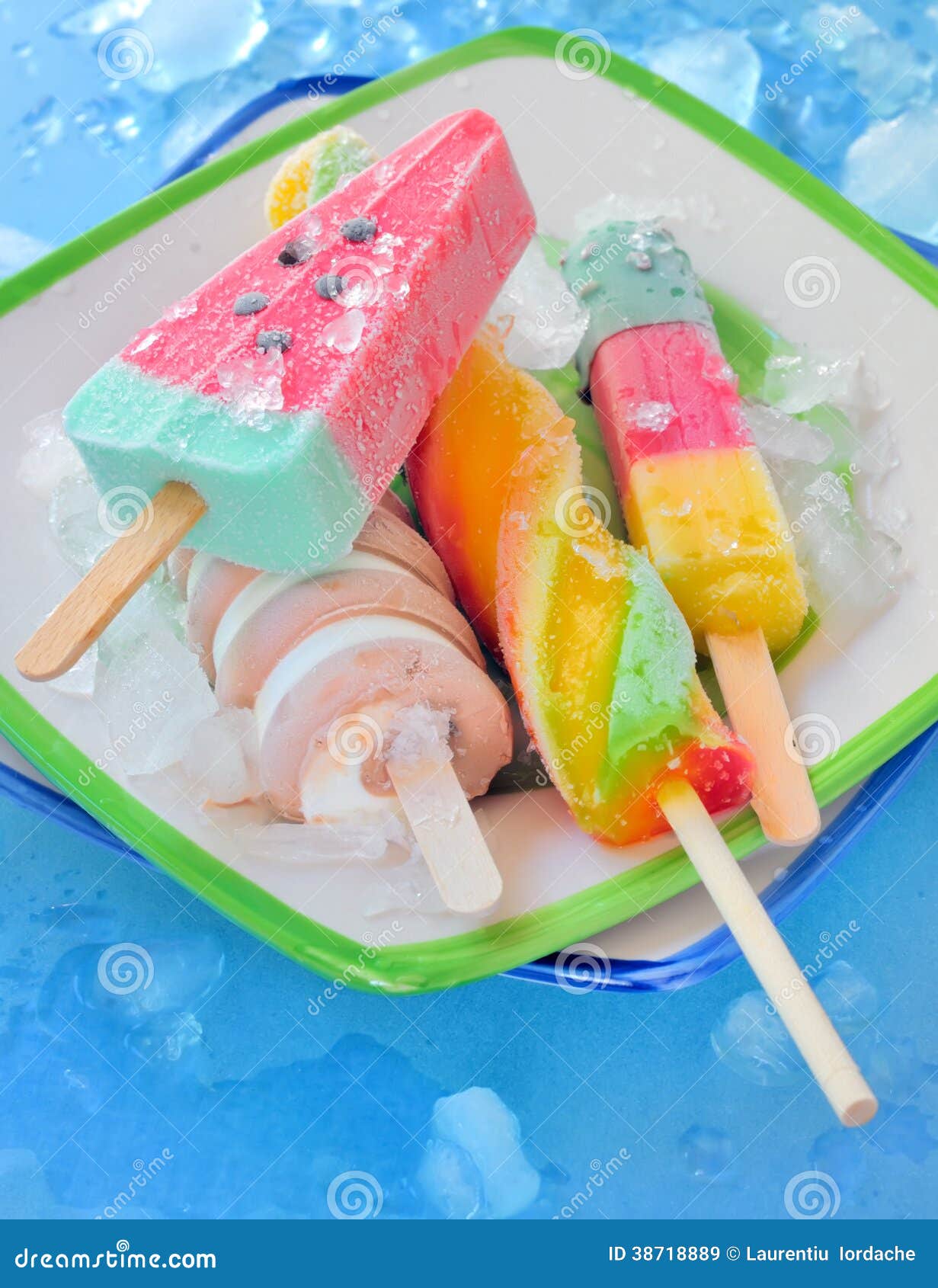 Ice cream pops stock image. Image of food, napkin, green - 38718889