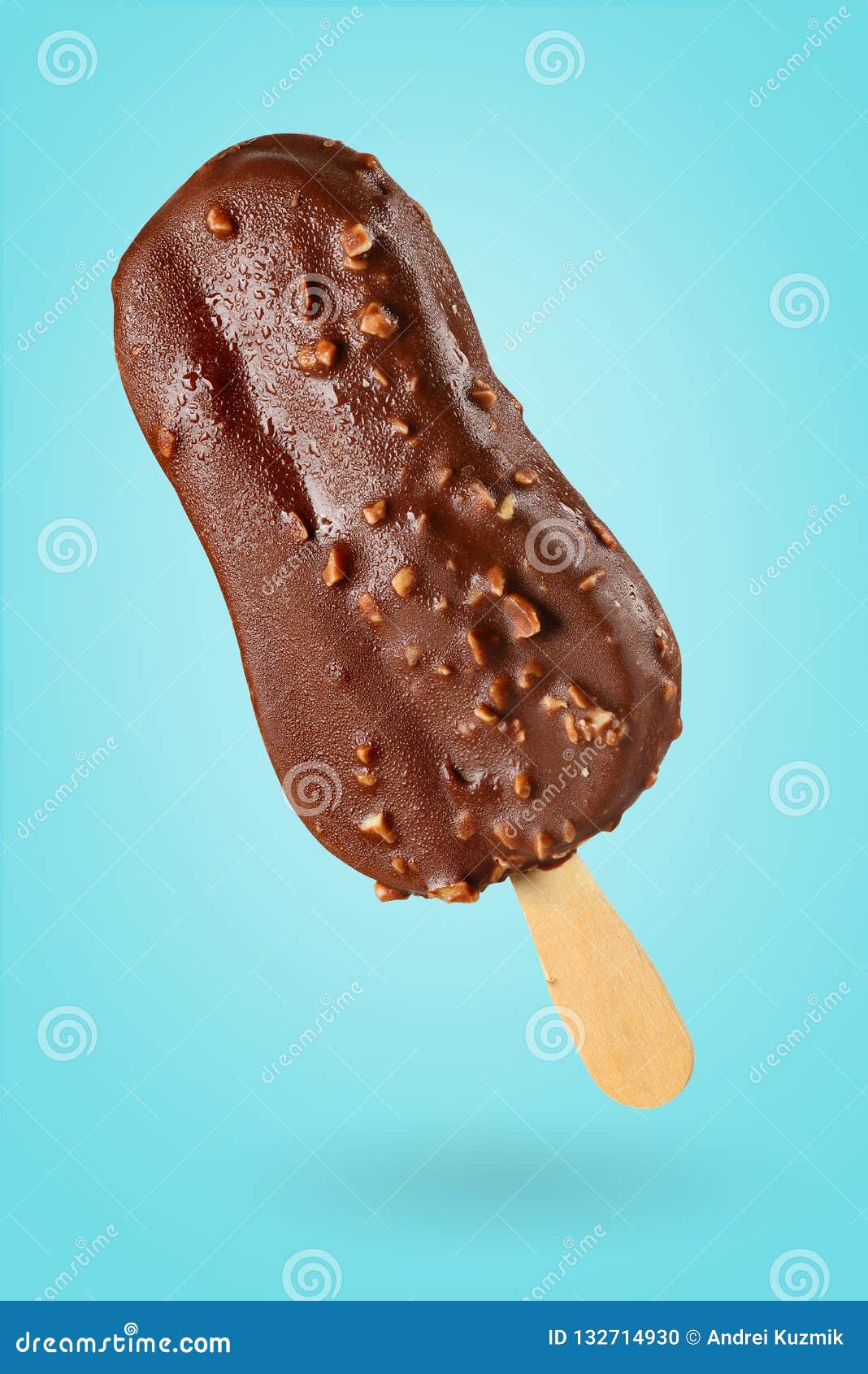 Ice cream popsicle on blue stock photo. Image of brown - 132714930